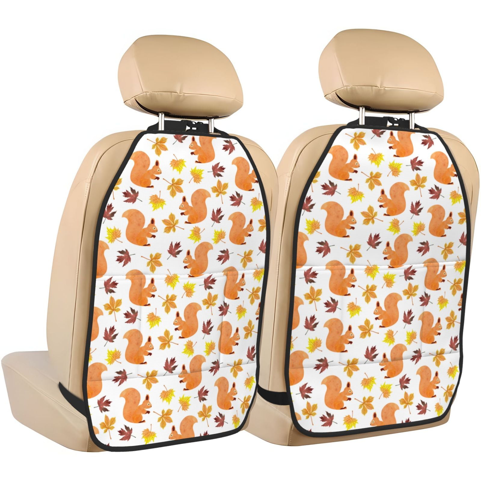 Kdxio Cartoon Squirrel Print 2 Pack Car Kick Mat Seat Cover Back ...