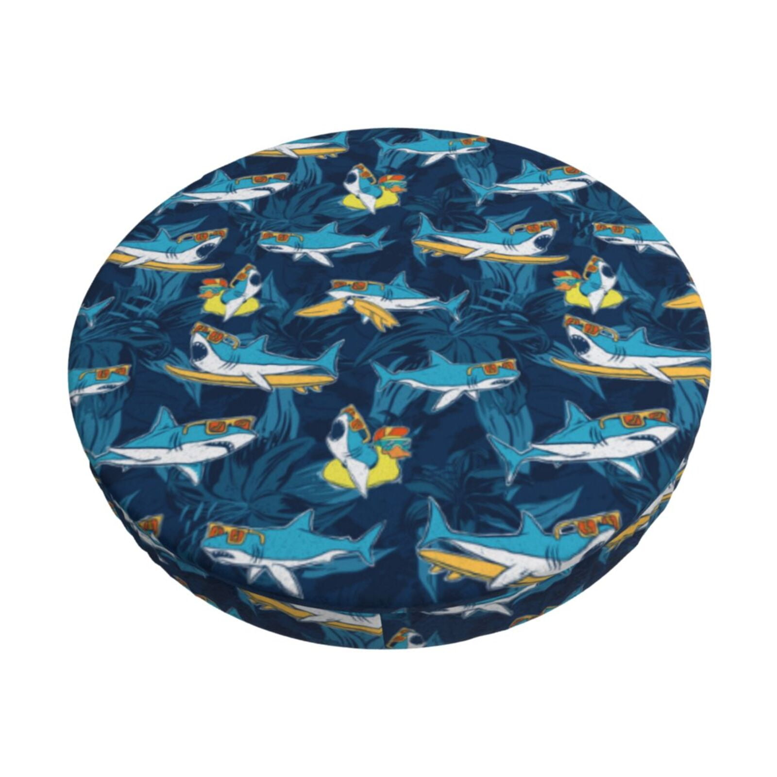 Kdxio Cartoon Surfer Sharks Print Stool Covers Round,Stretch Round Bar ...