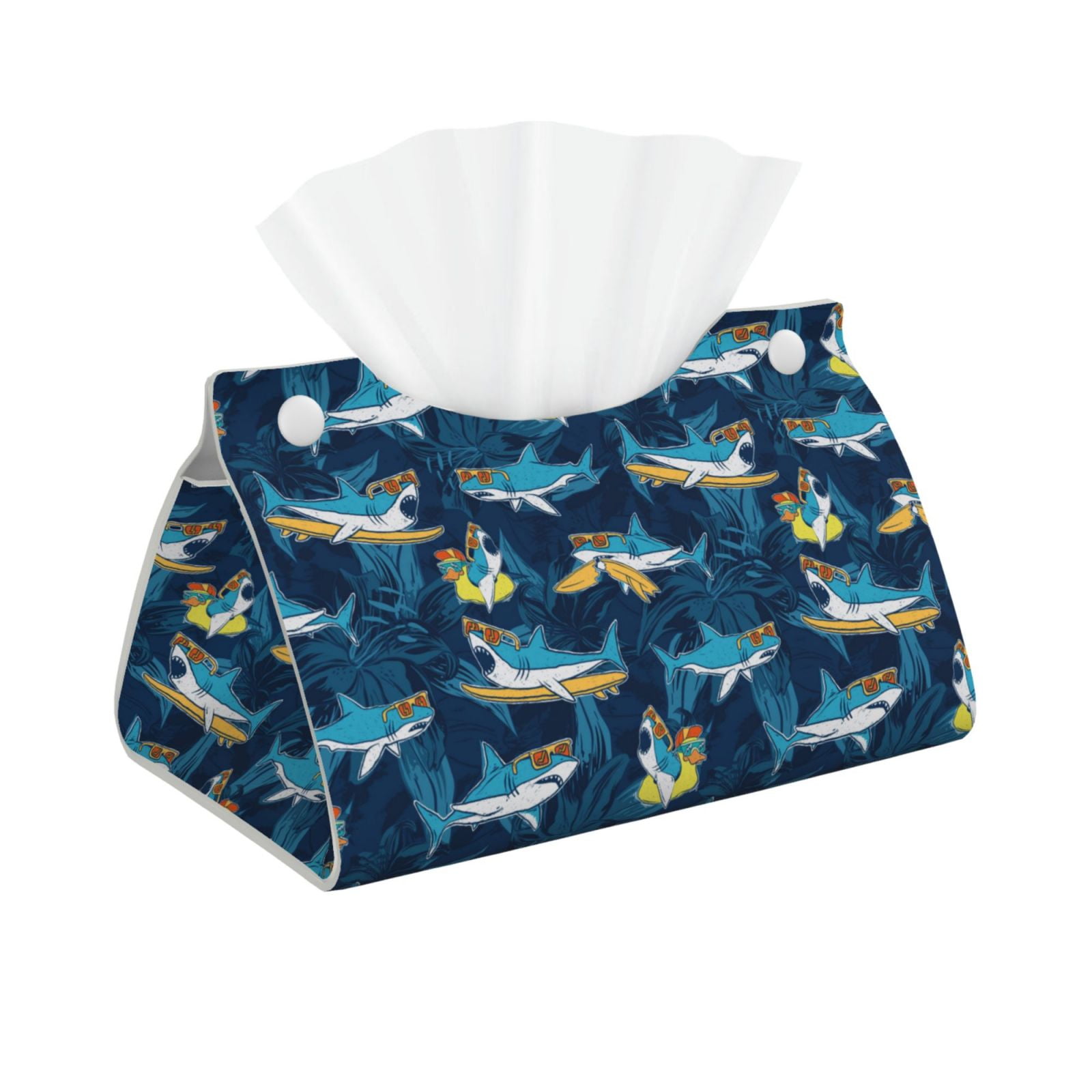 Kdxio Cartoon Surfer Sharks Print Tissue Box Cover,Modern PU Leather ...