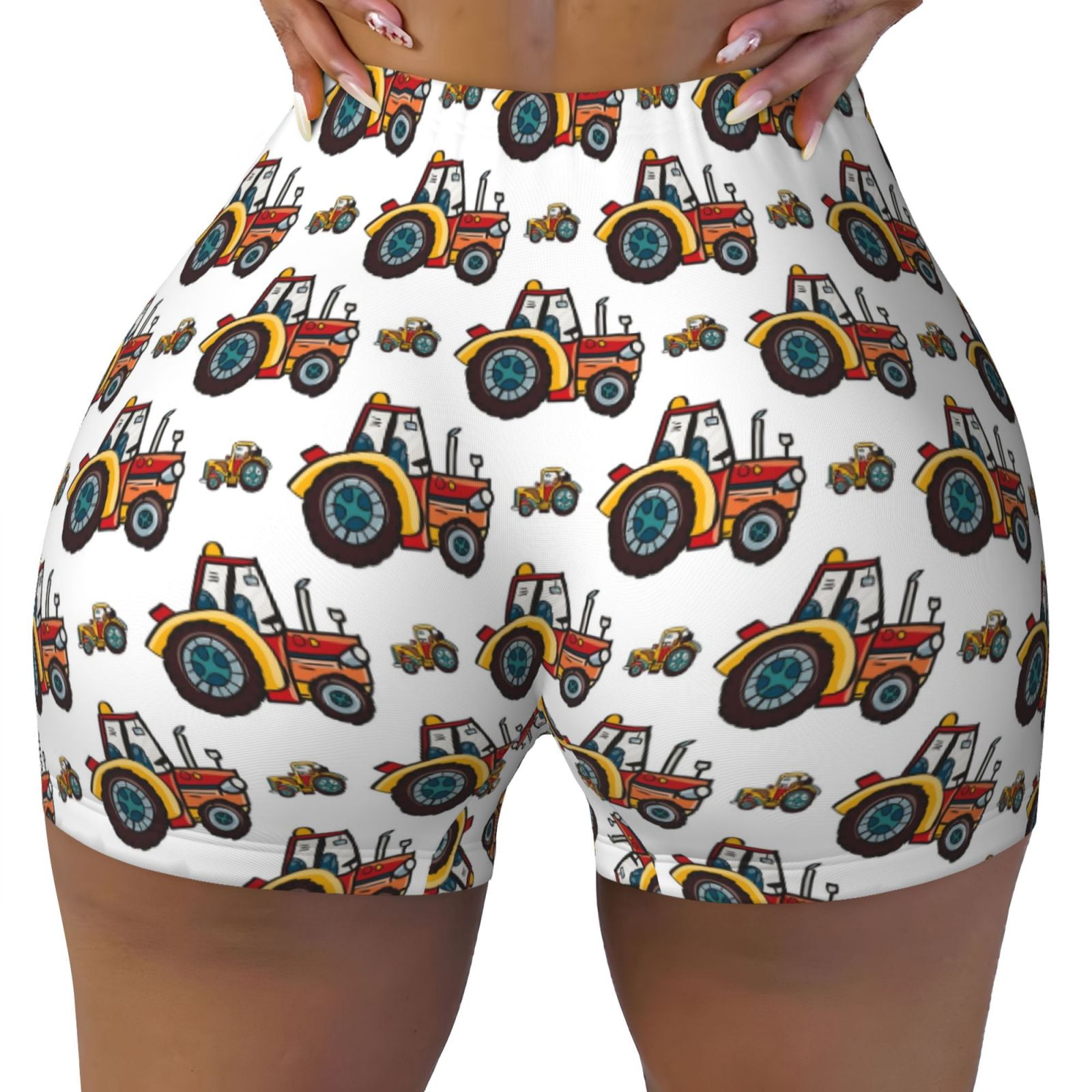 Kdxio Cartoon Tractor Print Workout Shorts for Women Seamless Soft ...