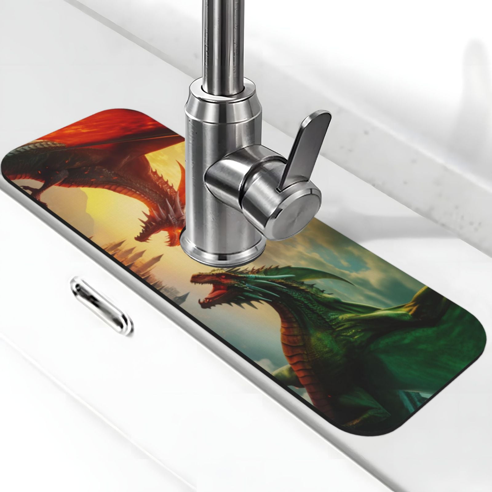 Kdxio Castle Red Green Sky Dragon Pattern Non-Slip Diatom Mud Faucet ...