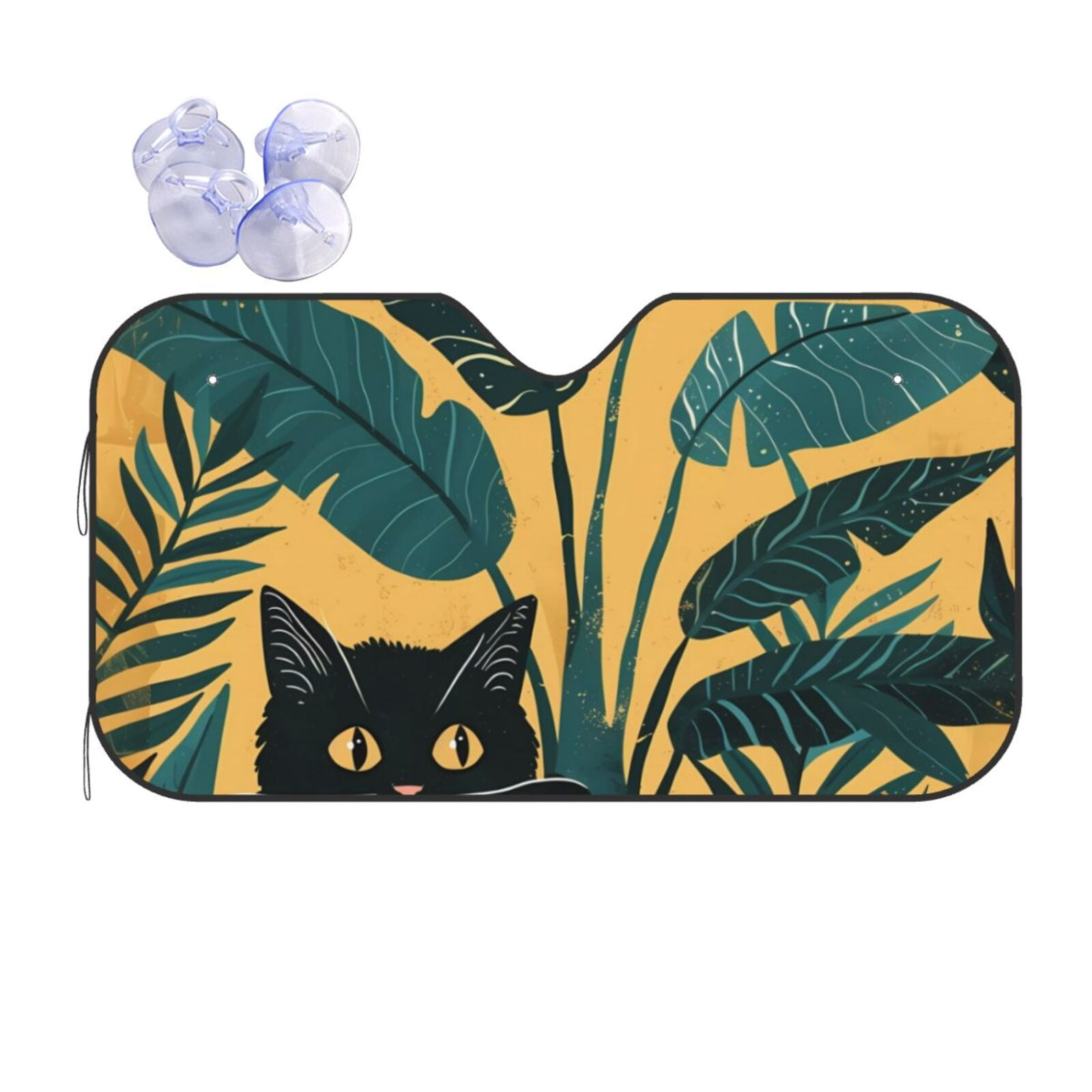 Kdxio Cat Hiding In Potted Plants Print Front Windshield Sun Shade ...