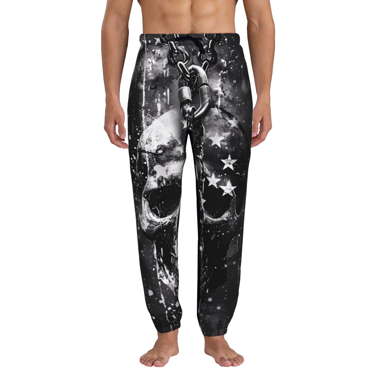Kdxio Chained Skull Artwork Pattern Joggers,Sweatpants for Men with ...