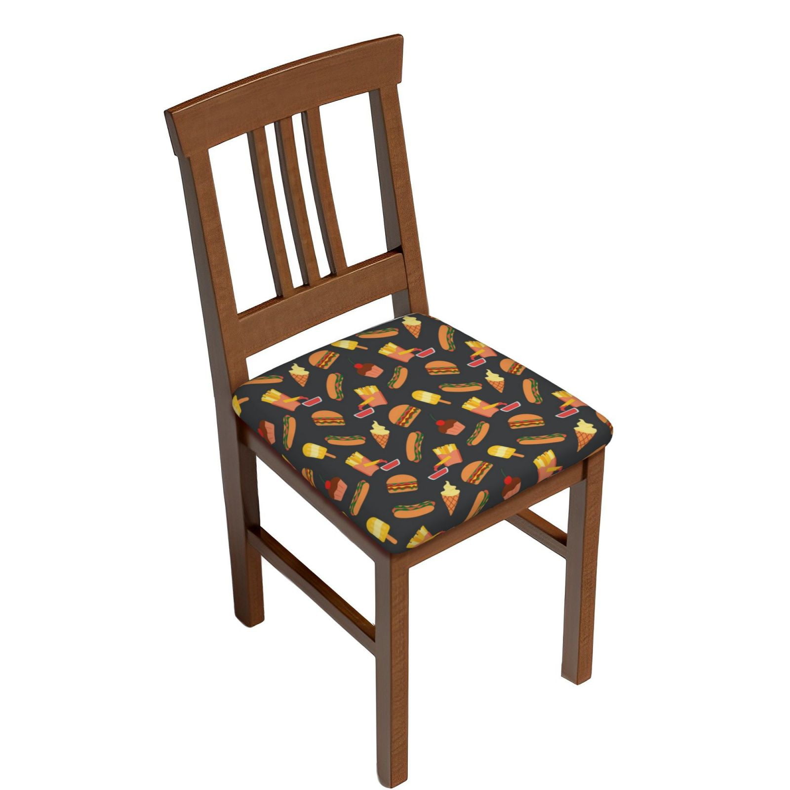 Kdxio Chair Seat Covers Fast Food Print Chair Covers for Dining Room ...