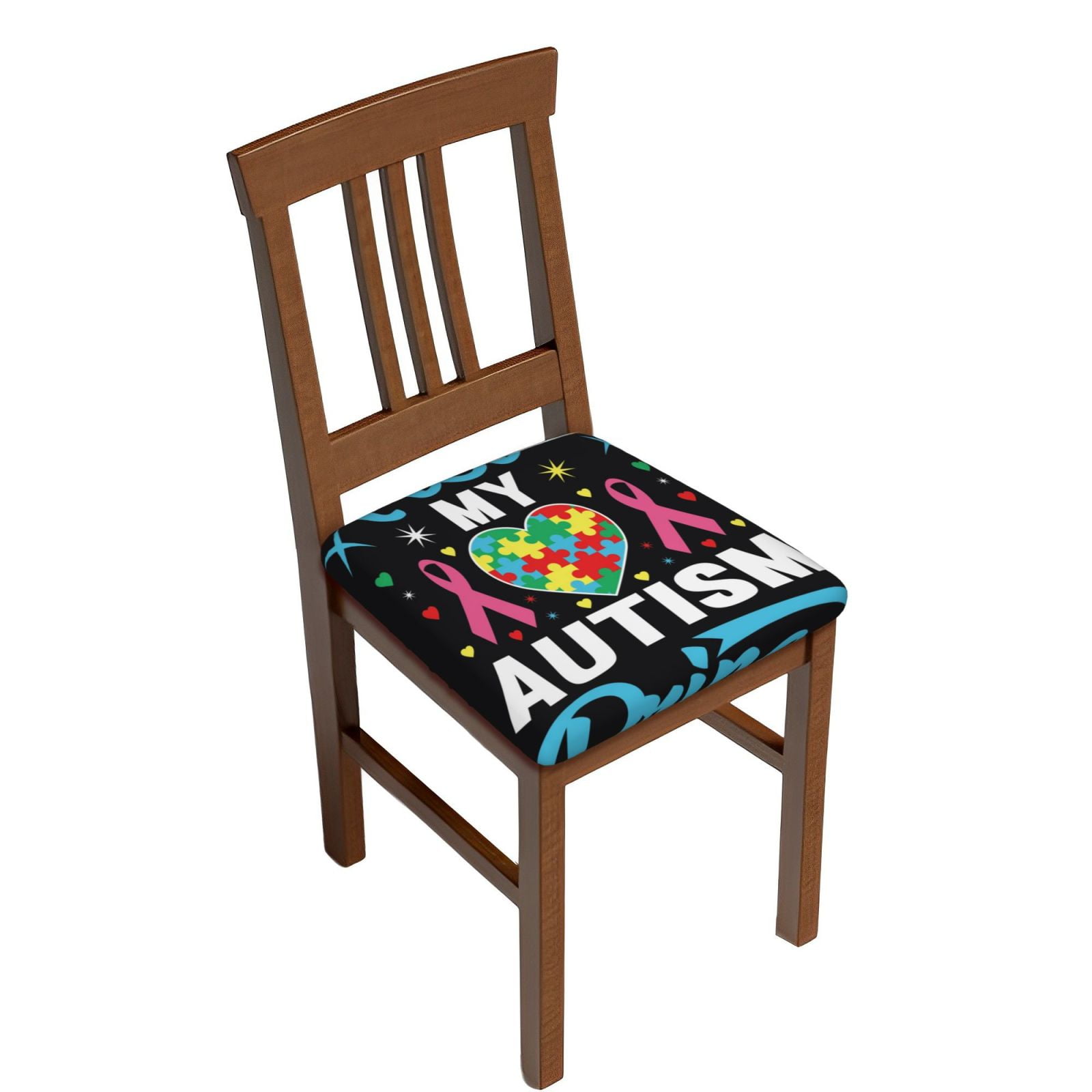 Kdxio Chair Seat Covers I Love My Autism Print Chair Covers for Dining ...