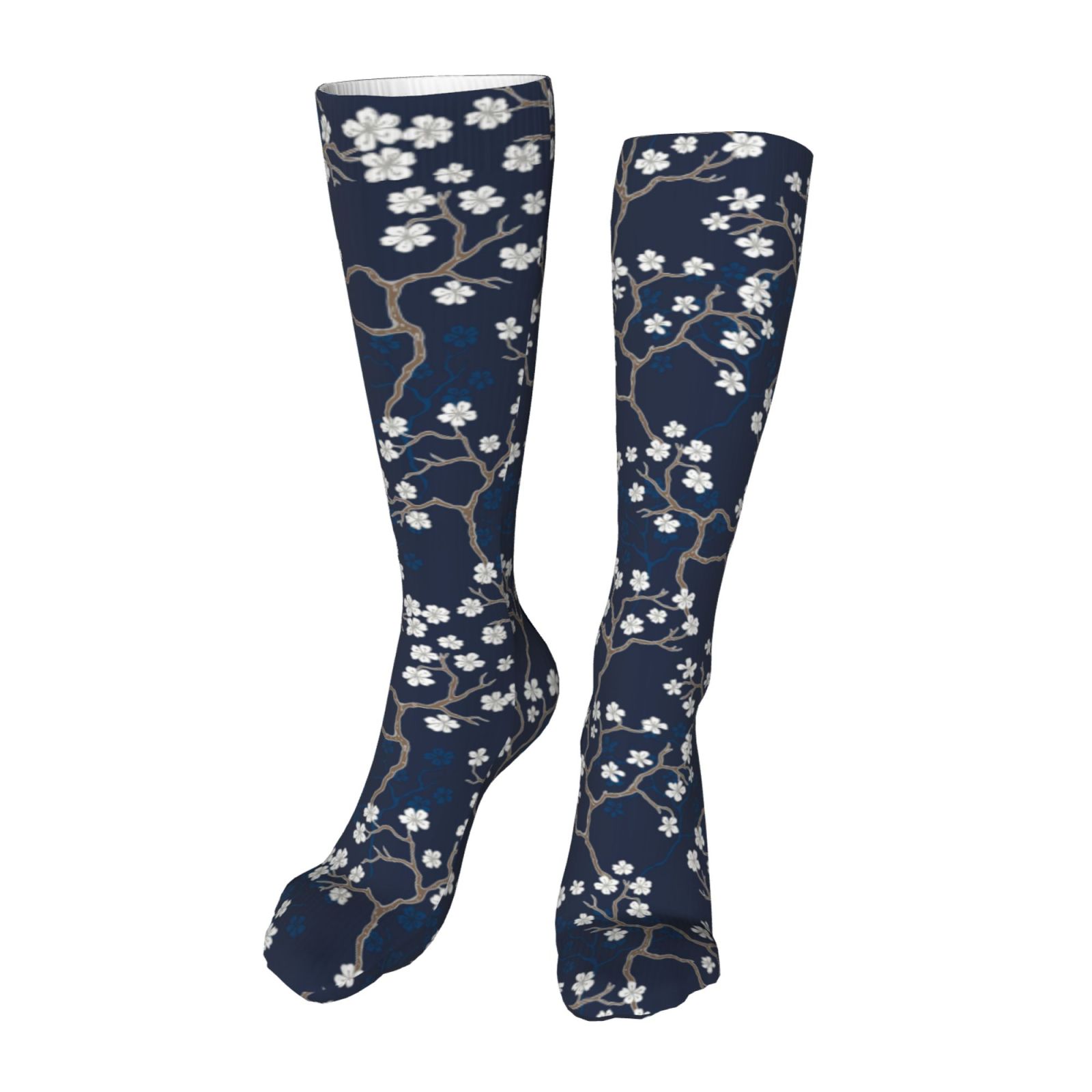 Kdxio Cherry Blossoms on Navy Background Funny Silky Novelty Funky Long ...