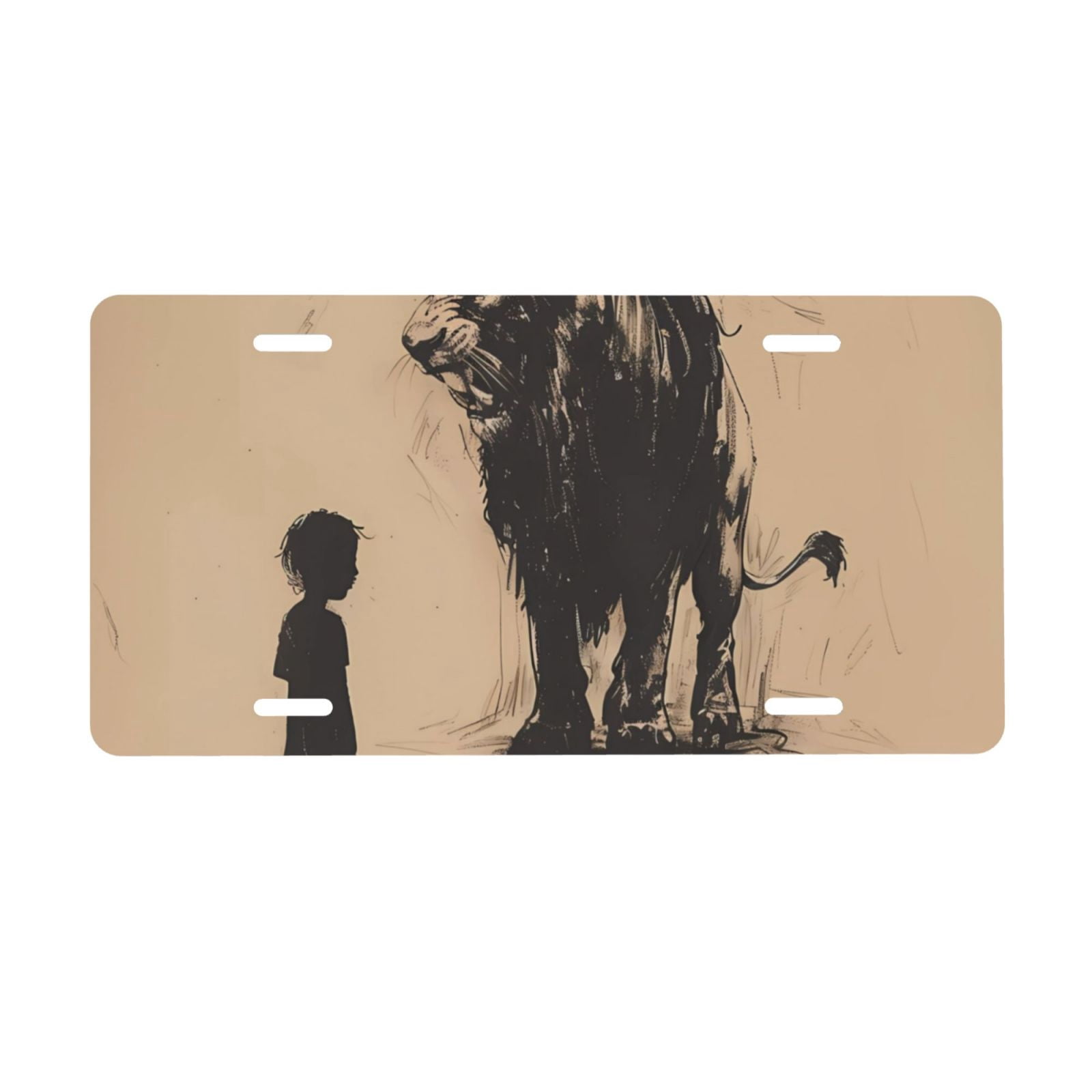 Kdxio Child And Lion Sketch License Plate Car Front License Plate Car ...