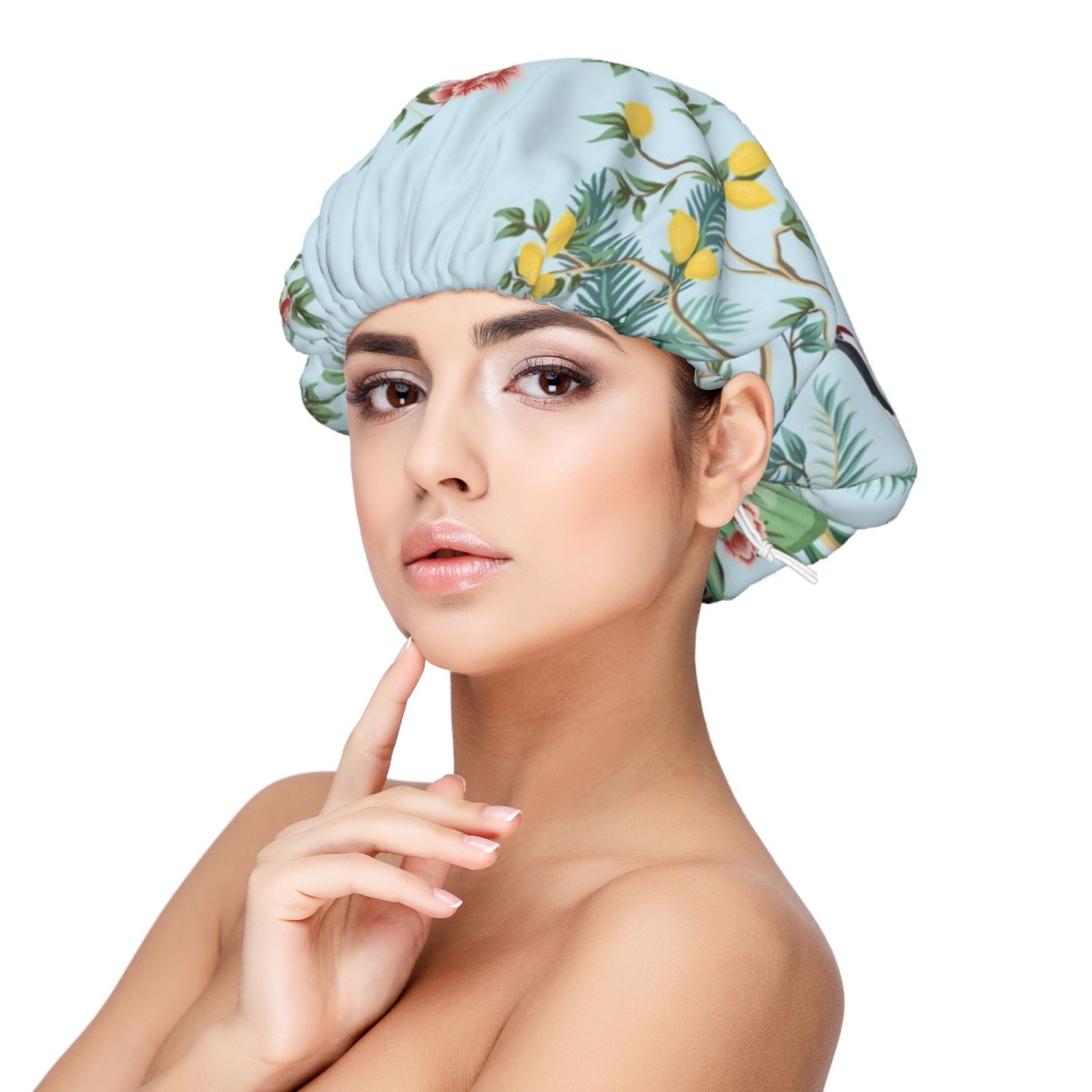 Kdxio Chinoiserie Floral Palm Tree Pattern Satin Bonnet Silk Bonnet ...
