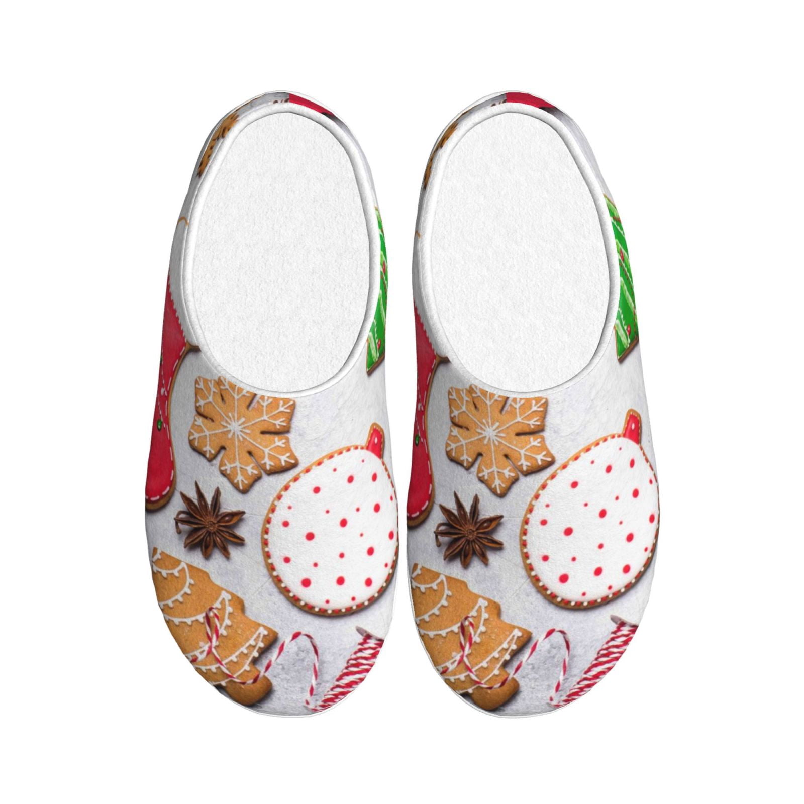 Kdxio Christmas Gingerbread Cookies Women's Men's Slippers Plush Slip ...