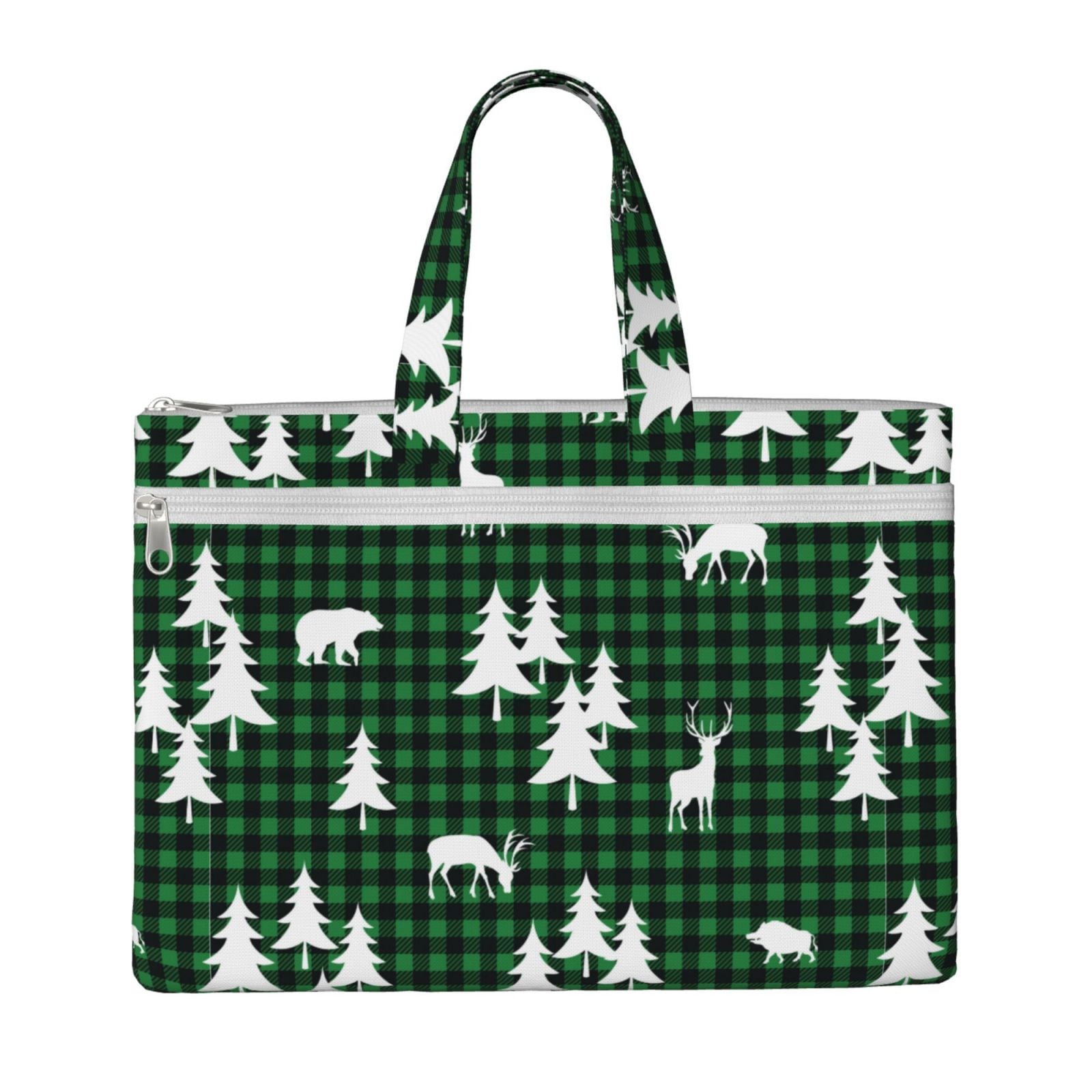 Kdxio Christmas tree green plaid File Tote Document Bag Business ...