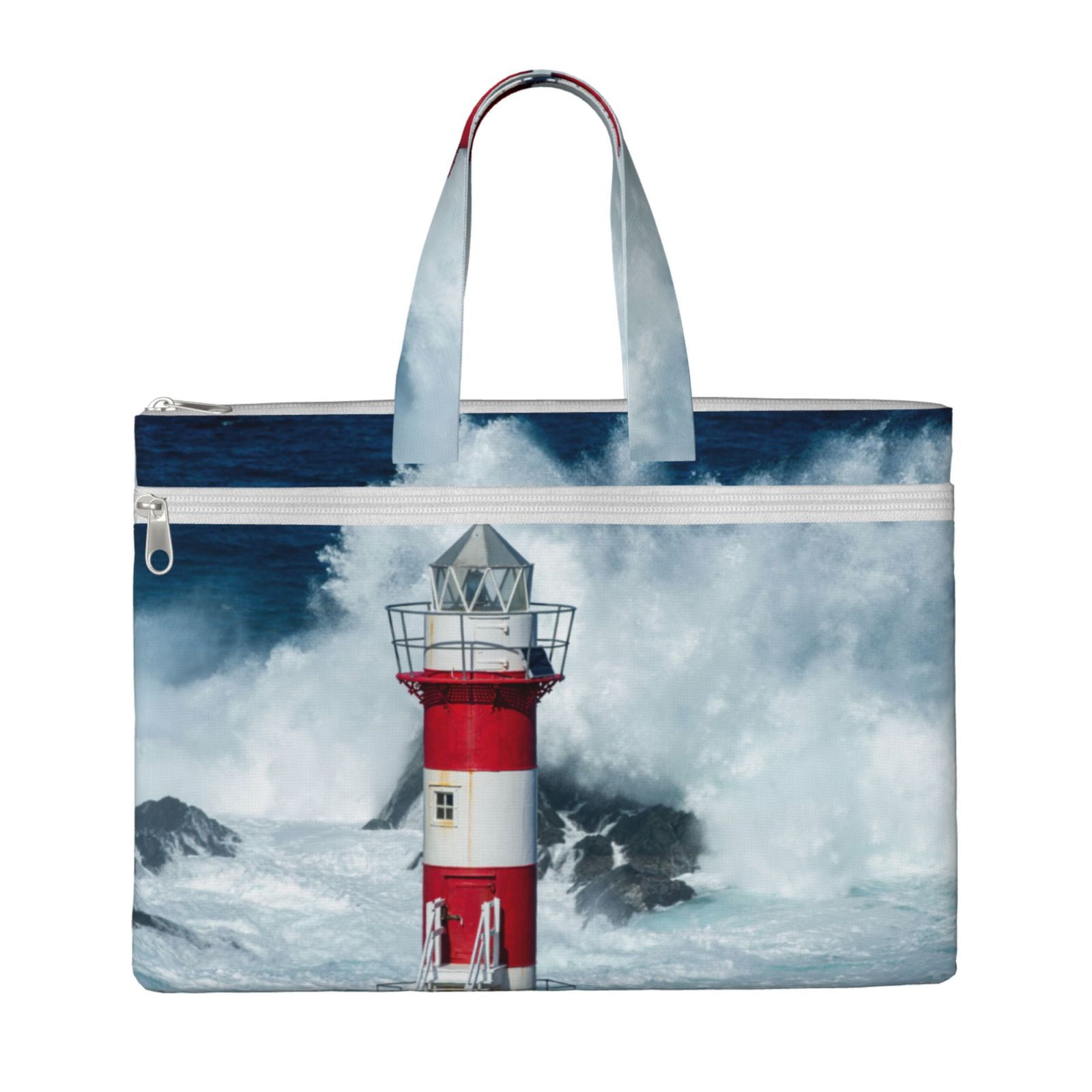 Kdxio Circular Lighthouse File Tote Document Bag Business Briefcase Bag Document Organizer Tote ...