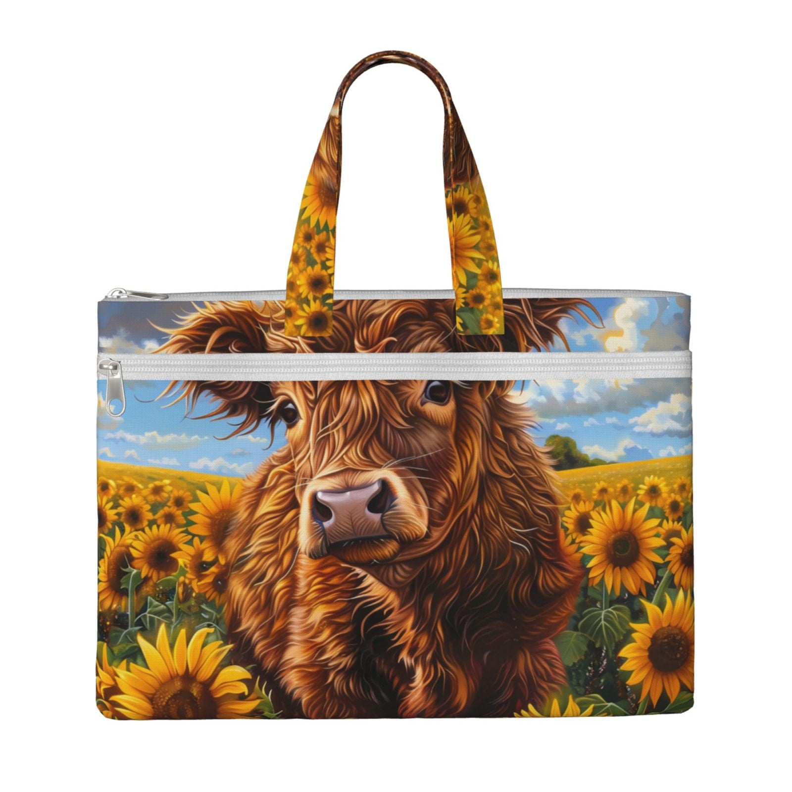 Kdxio Cloud Sky Sunflower Cow File Tote Document Bag Business Briefcase ...