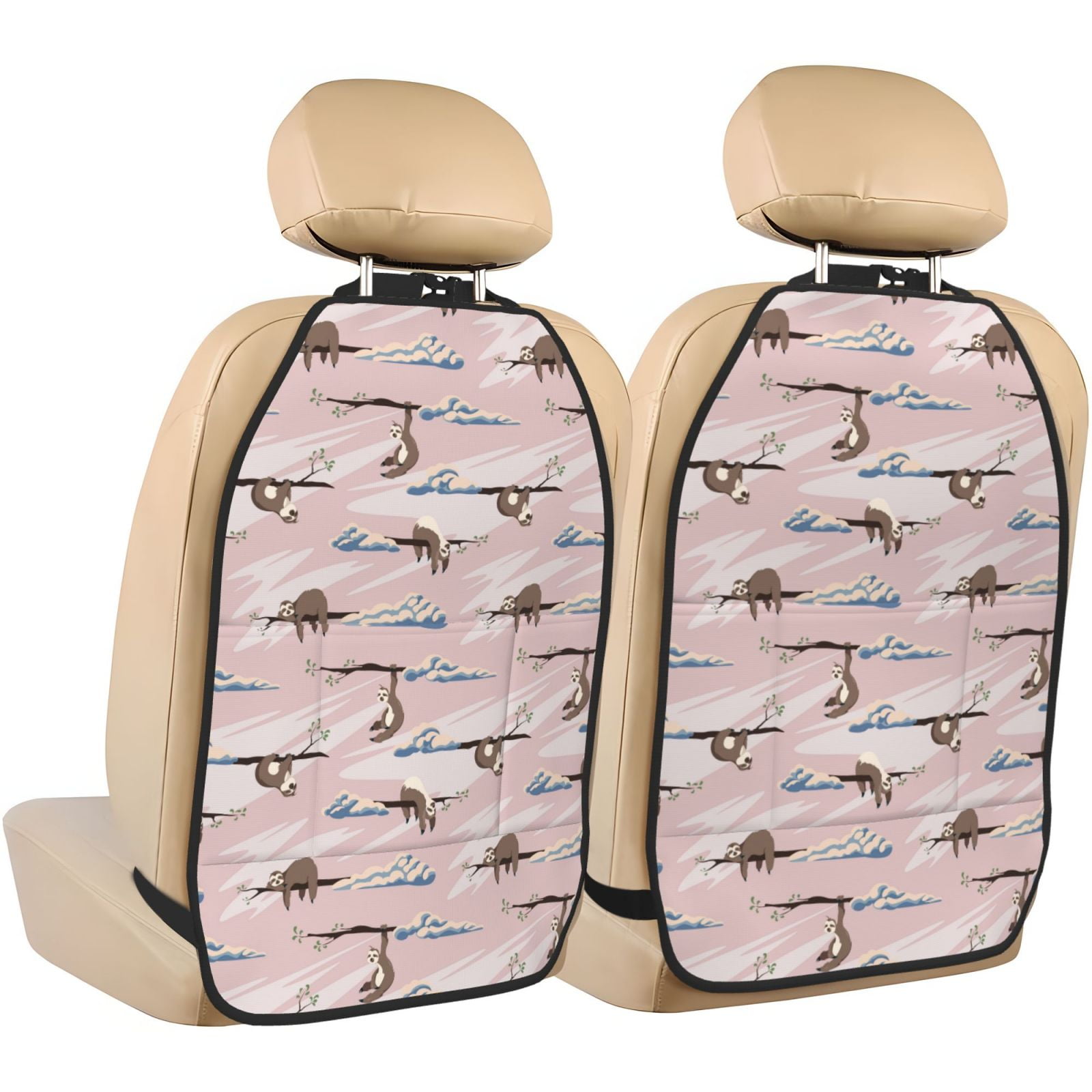 Kdxio Cloud Sloth Print 2 Pack Car Kick Mat Seat Cover Back Protector ...