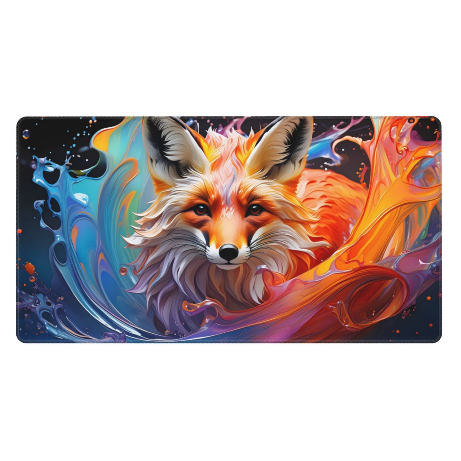 Kdxio Color Splash Fox Portrait Print Large Gaming Mouse Pad,Non-Slip ...