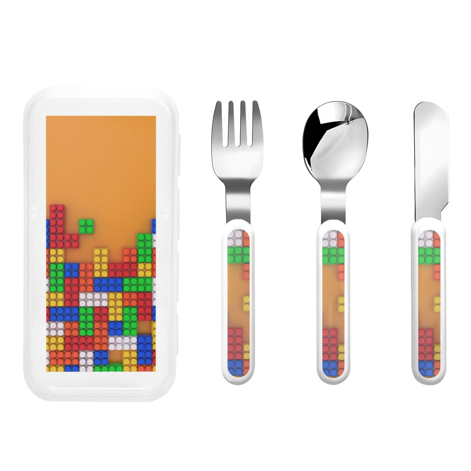 Kdxio Colorful Building Blocks A Toddler Utensils Set - Kids Silverware Set, Set Kids Utensils ...