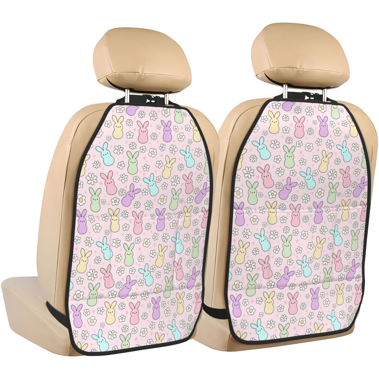 Kdxio Colorful Bunny Print 2 Pack Car Kick Mat Seat Cover Back ...
