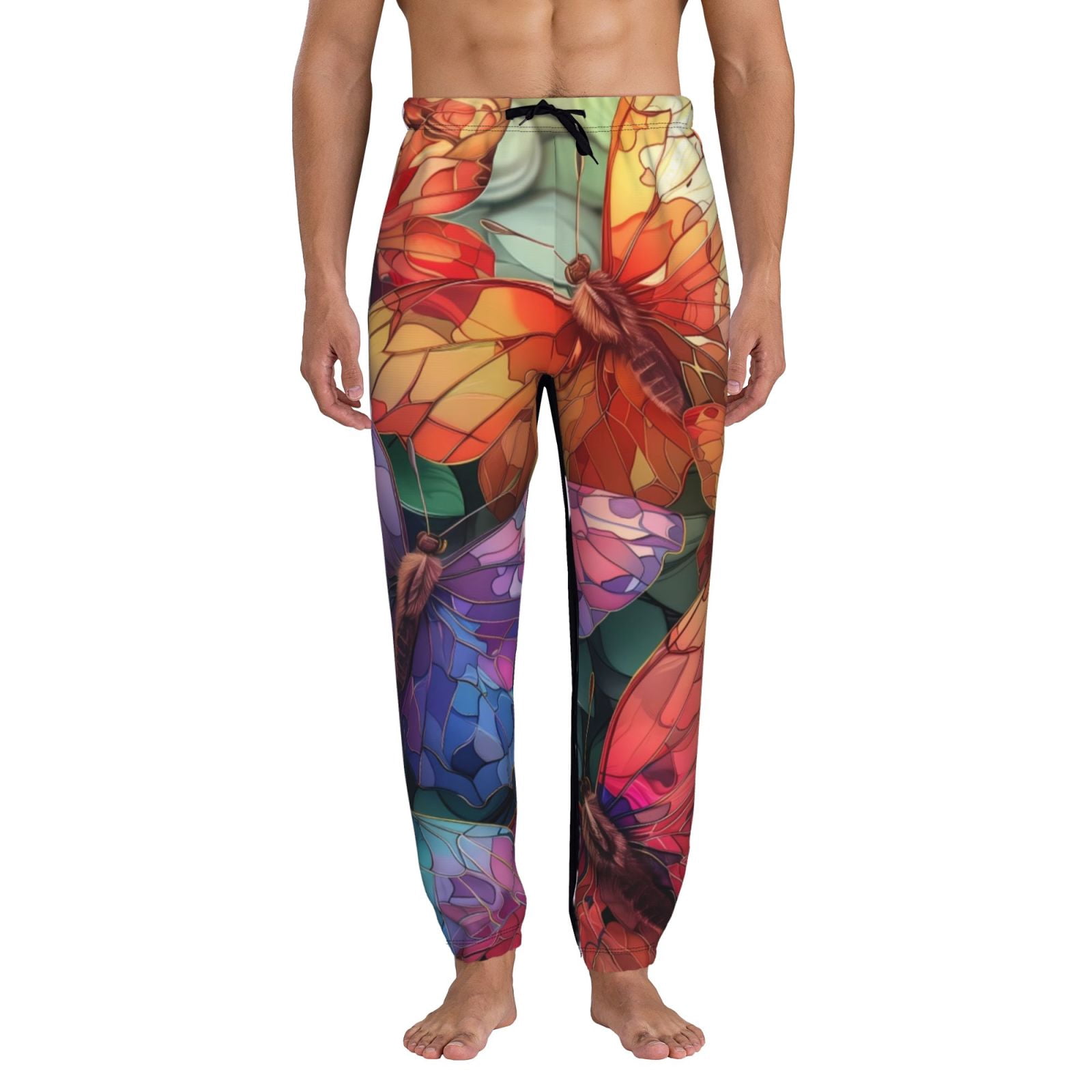 Kdxio Colorful Butterfly Cluster Pattern Joggers,Sweatpants for Men ...