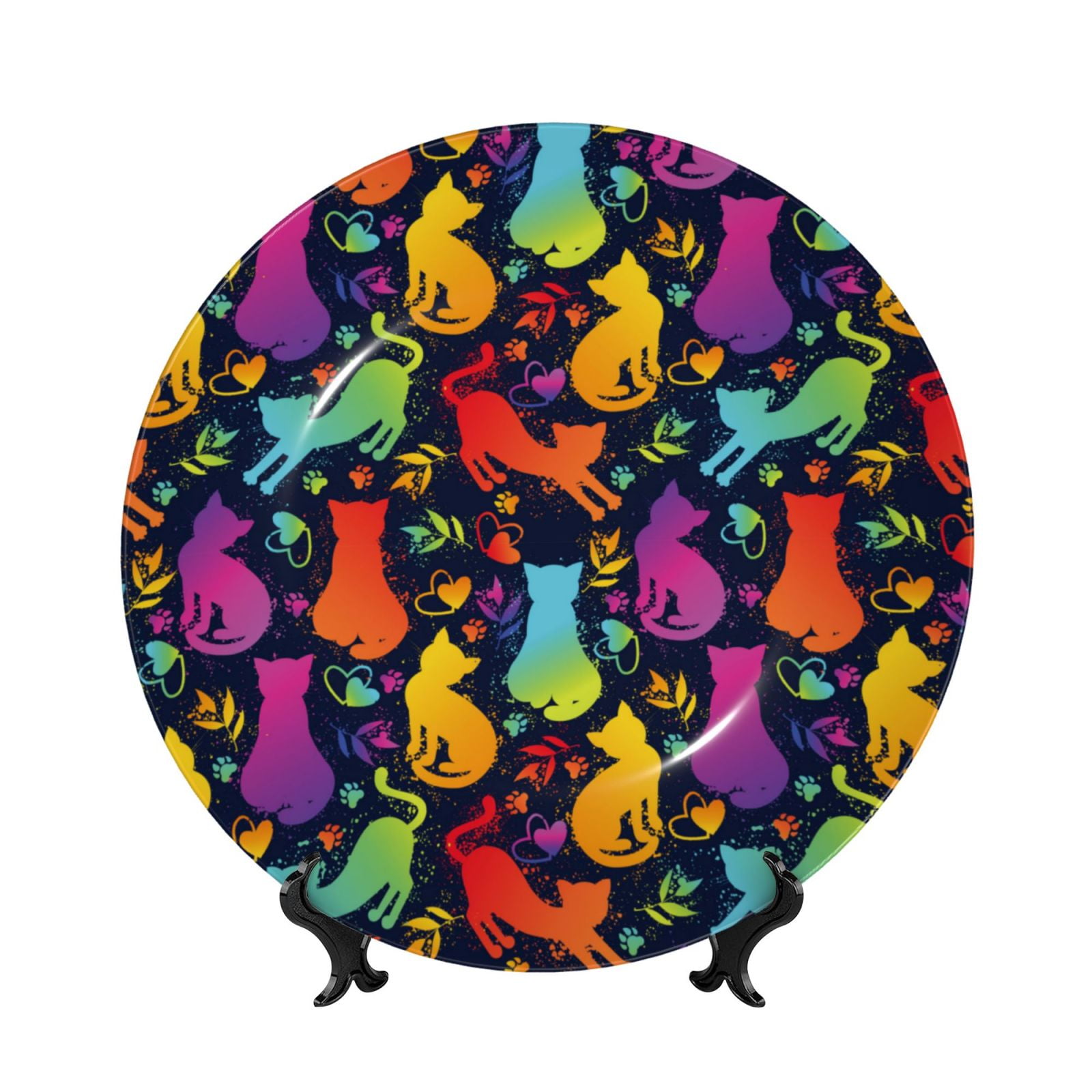 Kdxio Colorful Cats Bone China Decorative Plate Ceramic Decorative ...