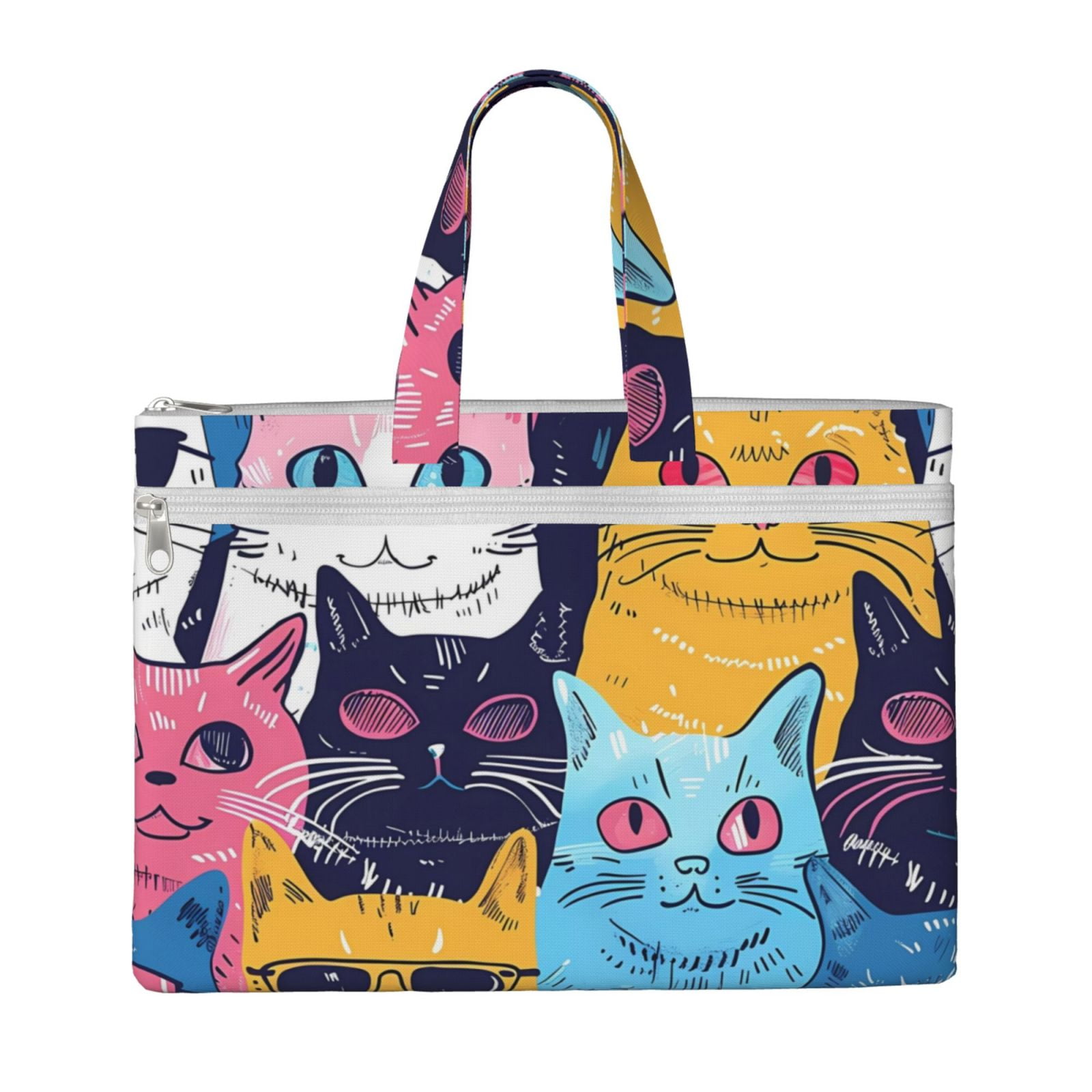 Kdxio Colorful Cats Pattern Art File Tote Document Bag Business ...