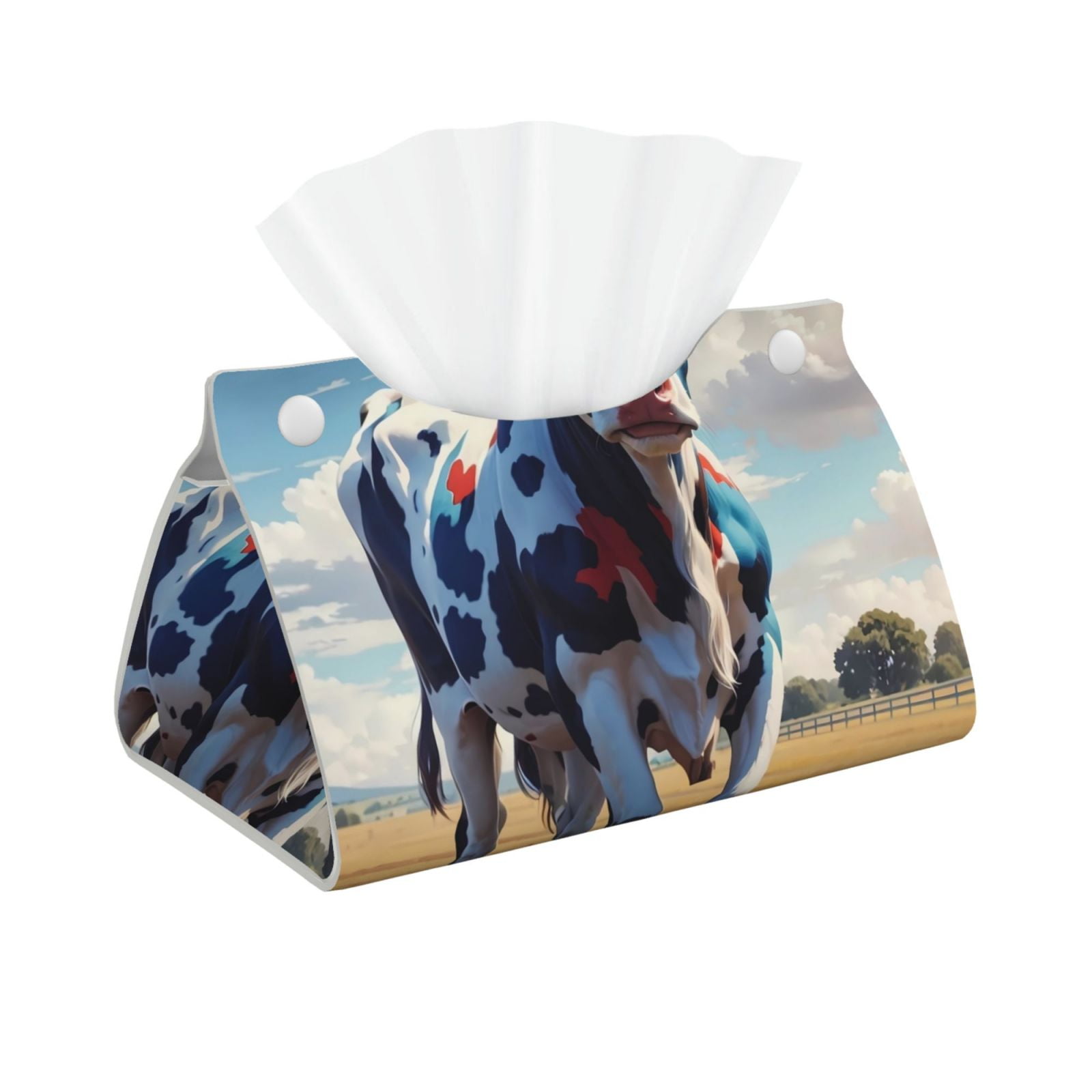 Kdxio Colorful Cow Pasture Print Tissue Box Cover,Modern PU Leather ...