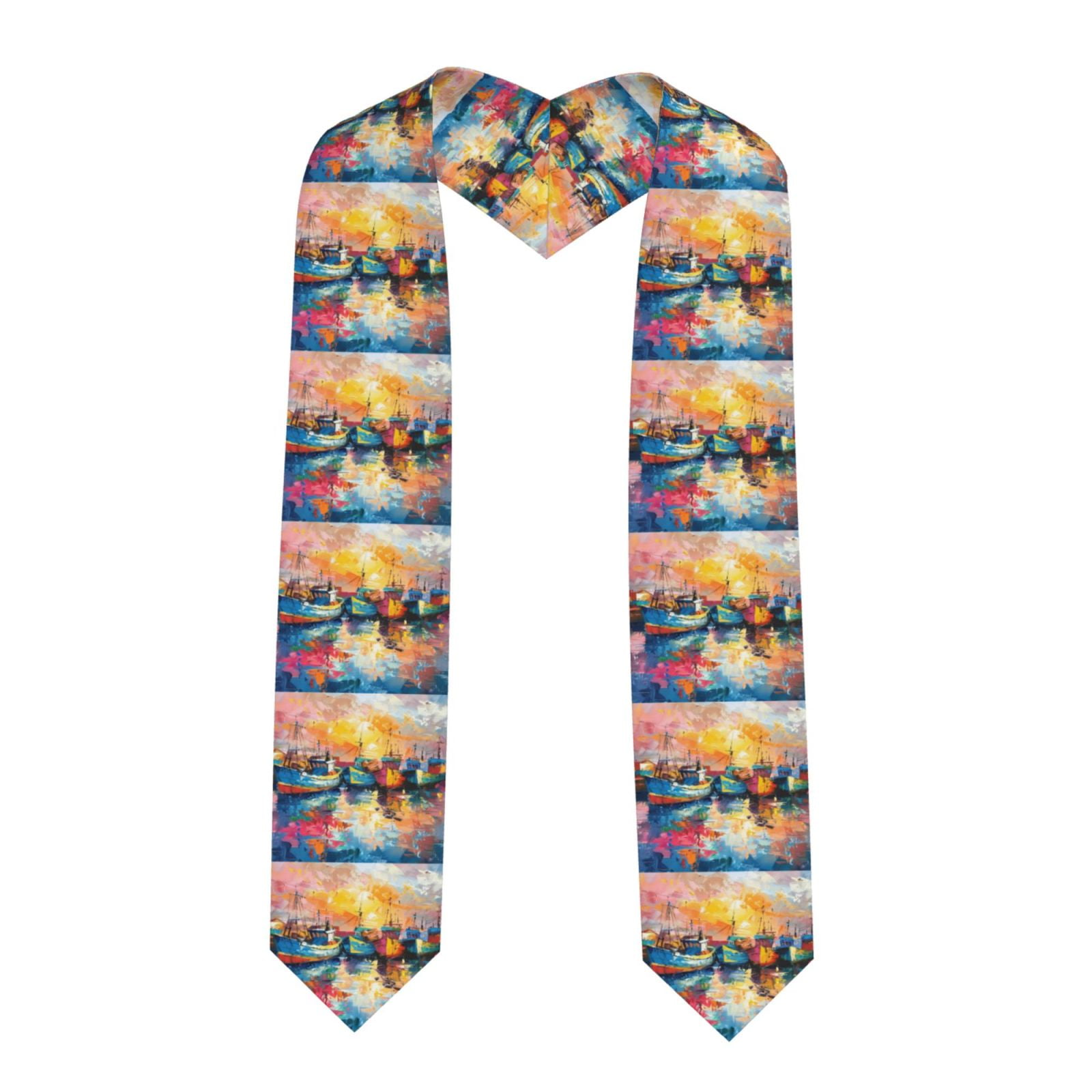 Kdxio Colorful Fishing Boats Graduation Stole Class, Graduation Sash ...