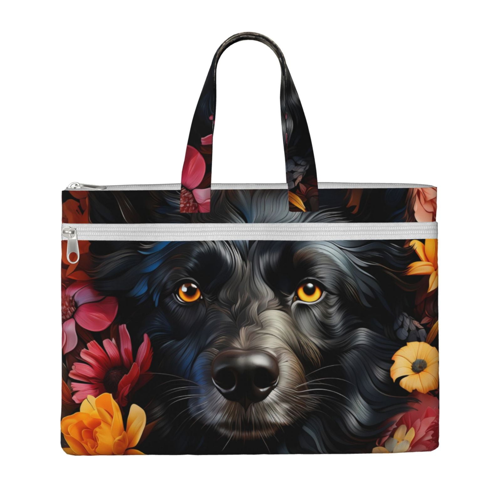 Kdxio Colorful Floral Black Dog File Tote Document Bag Business ...