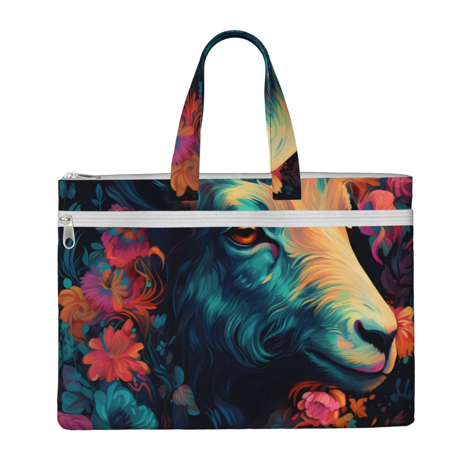 Kdxio Colorful Flower Goat File Tote Document Bag Business Briefcase ...