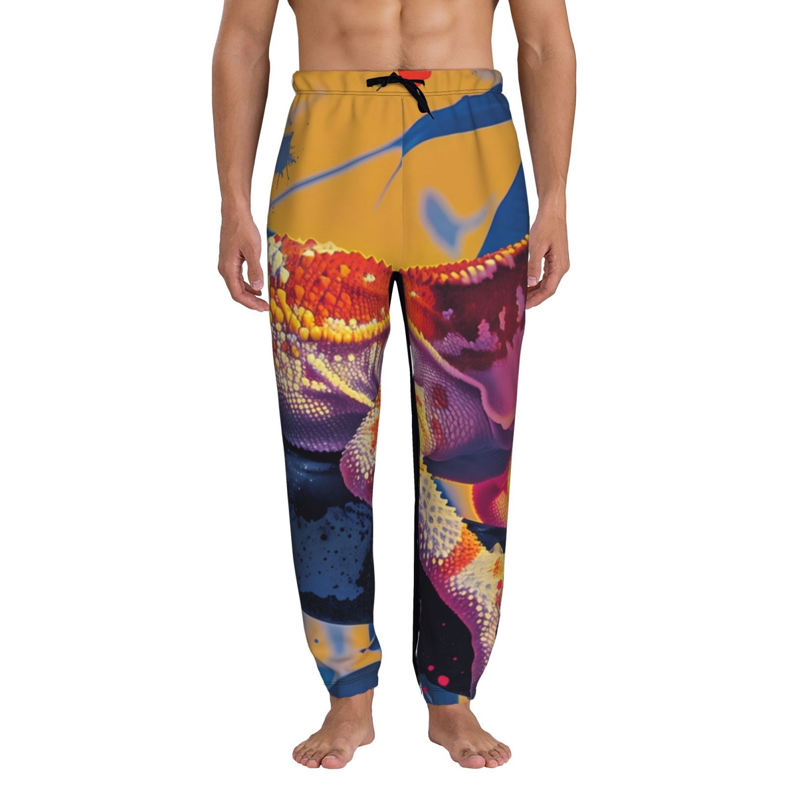 Kdxio Colorful Gecko Jungle Art Pattern Joggers,Sweatpants for Men with ...
