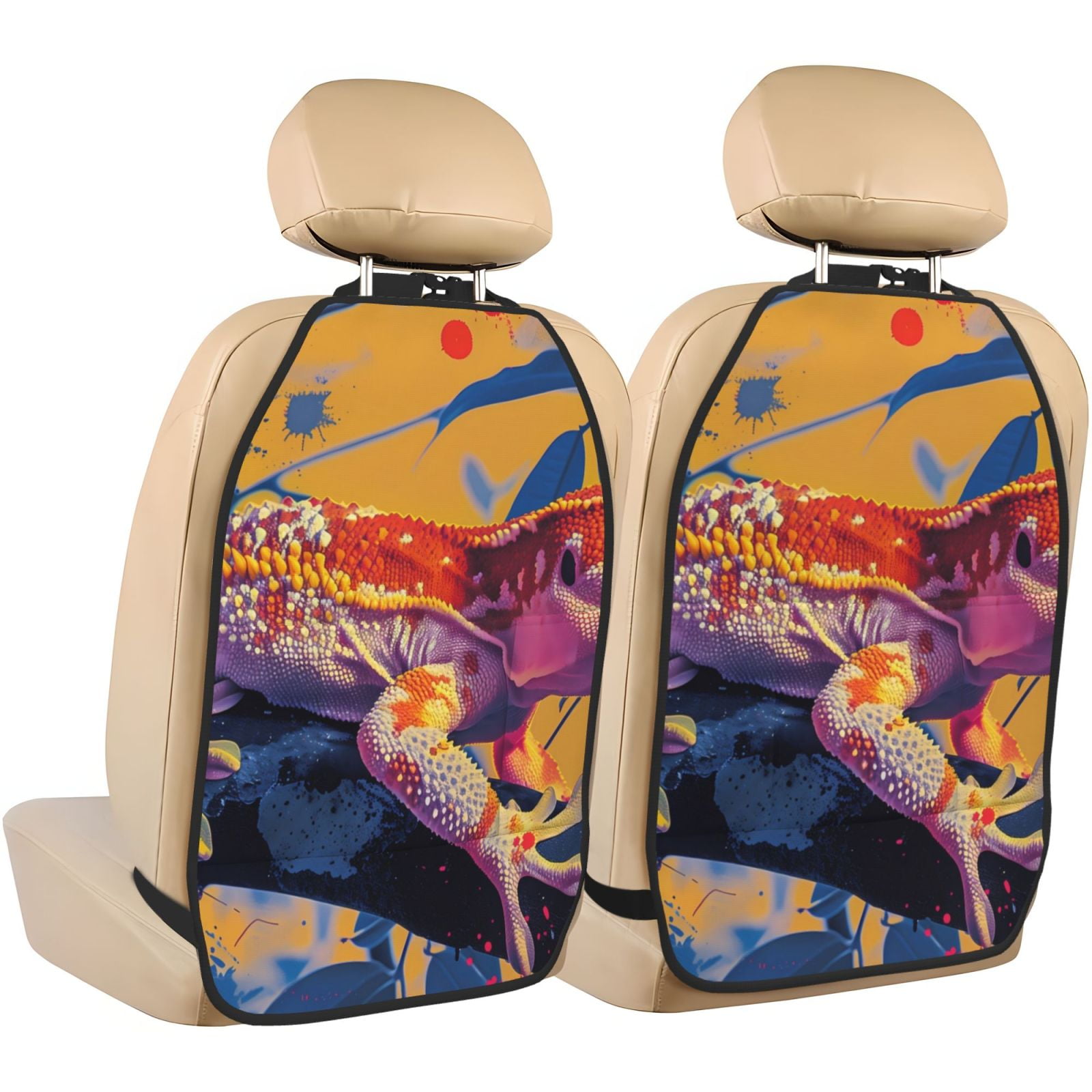 Kdxio Colorful Gecko Jungle Art Print 2 Pack Car Kick Mat Seat Cover ...