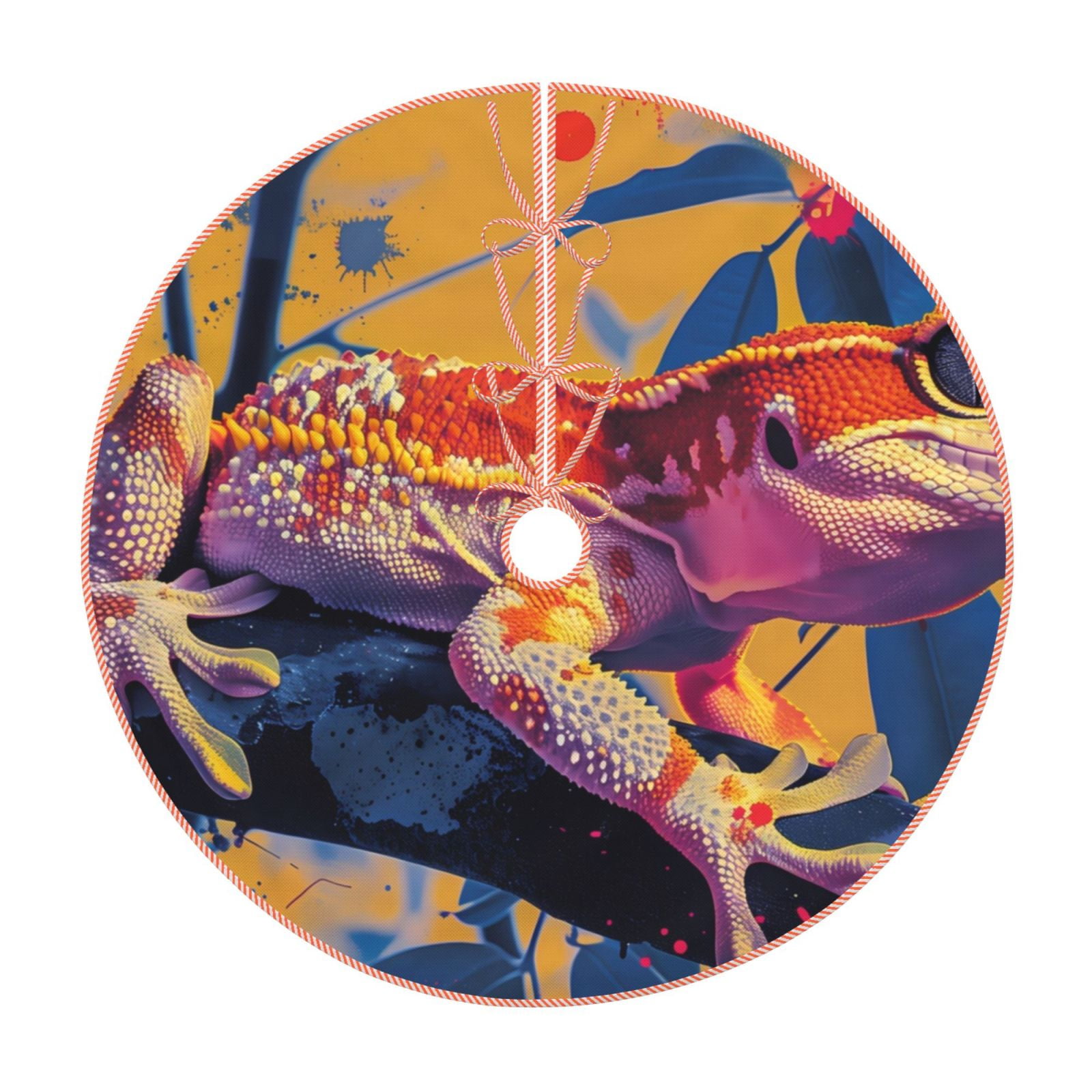 Kdxio Colorful Gecko Jungle Art Print Christmas Tree Skirt Christmas ...