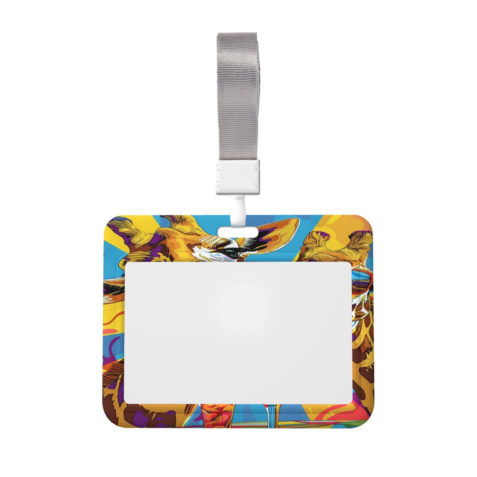Kdxio Colorful Giraffes with Drinks Card Badge Holder Work Badge Sleeve ...
