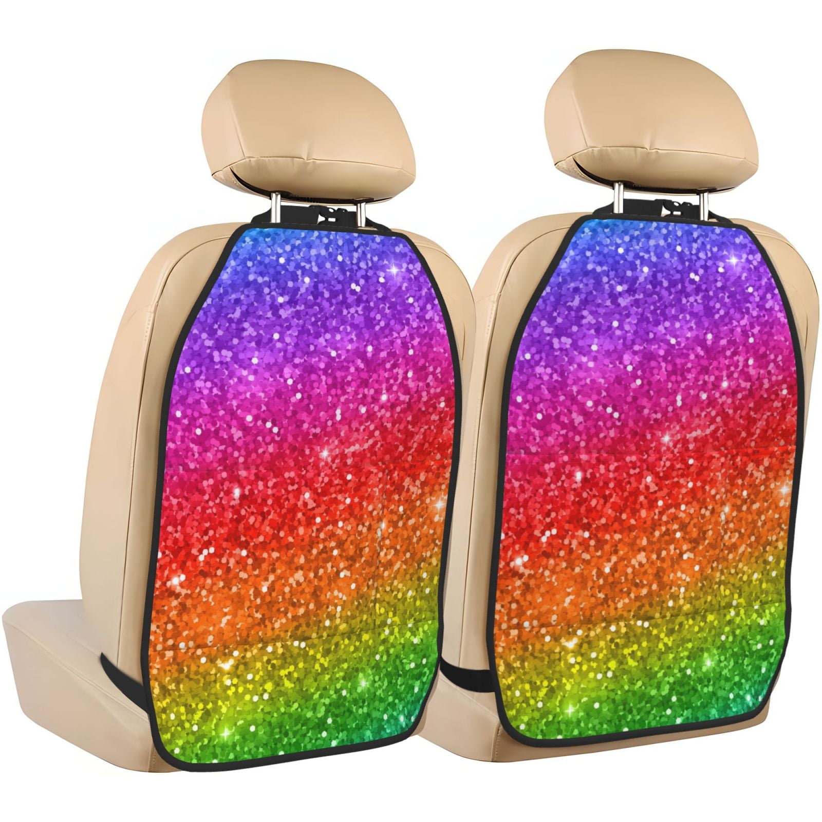 Kdxio Colorful Glitter Print 2 Pack Car Kick Mat Seat Cover Back ...