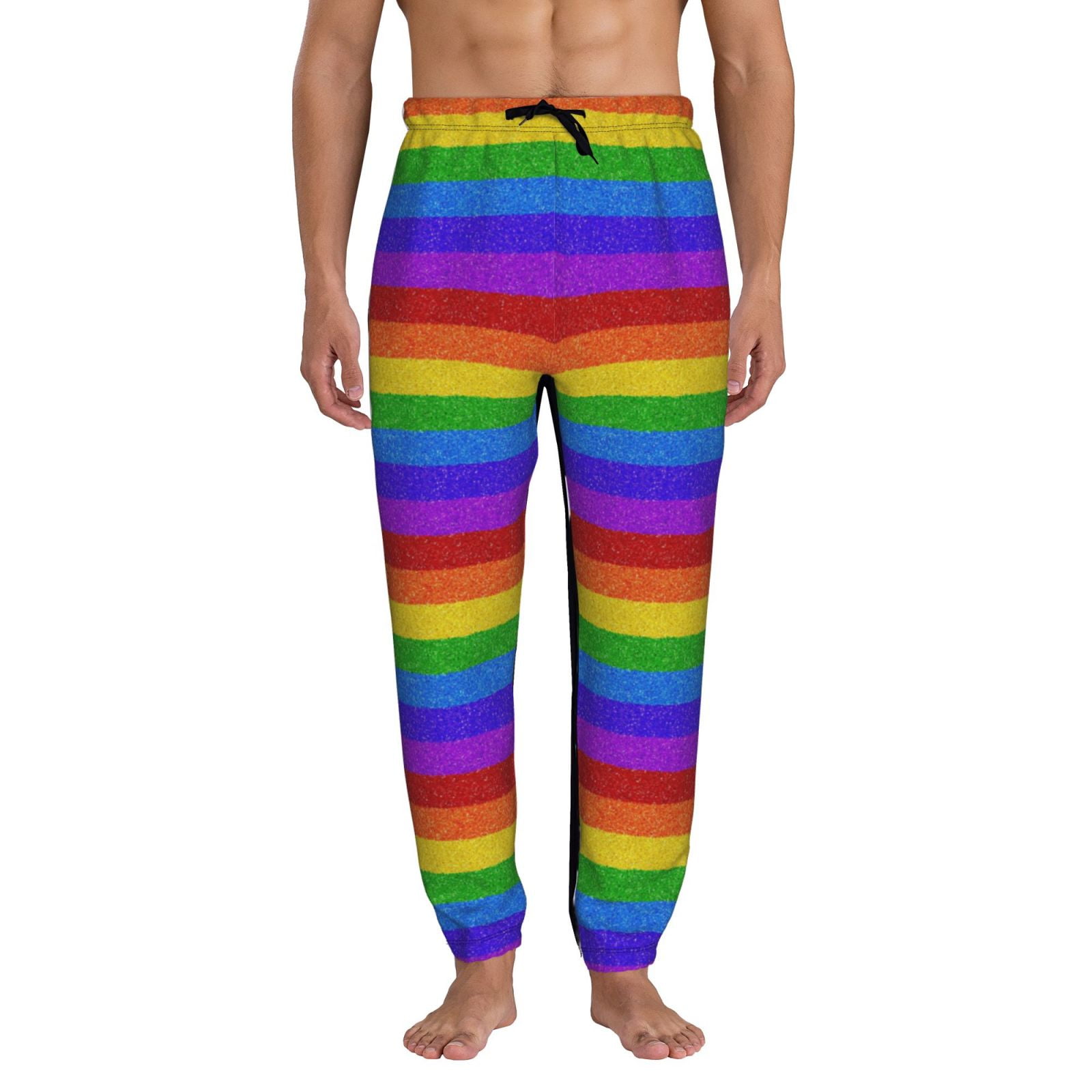 Kdxio Colorful Glitter Rainbow Pattern Joggers,Sweatpants for Men with ...