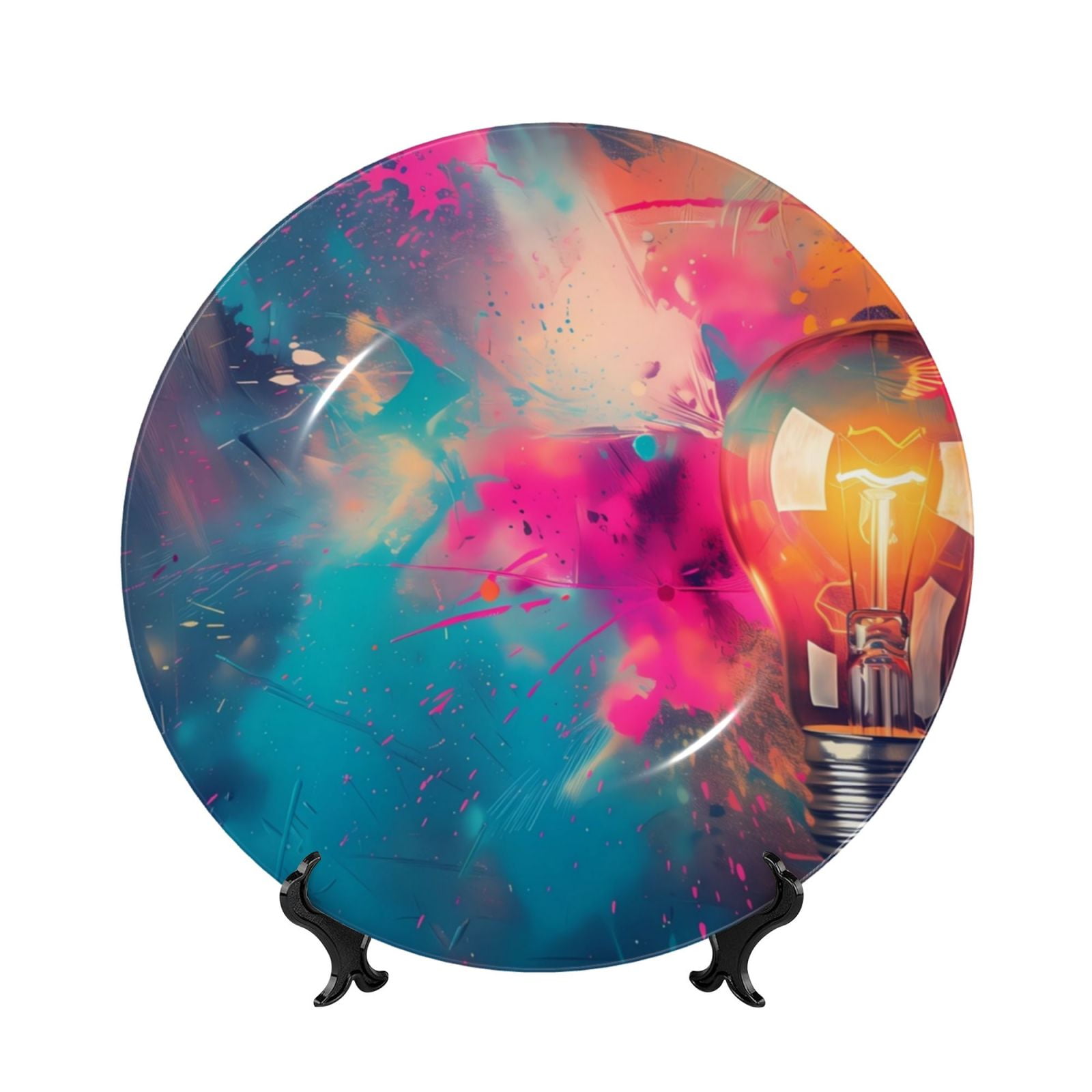 Kdxio Colorful Lightbulb Abstract Bone China Decorative Plate Ceramic ...