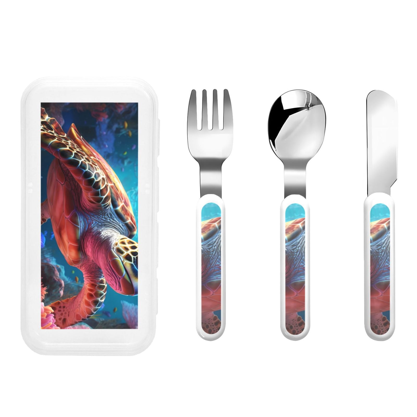 Kdxio Colorful Ocean Sea Turtle Toddler Utensils Set - Kids Silverware ...
