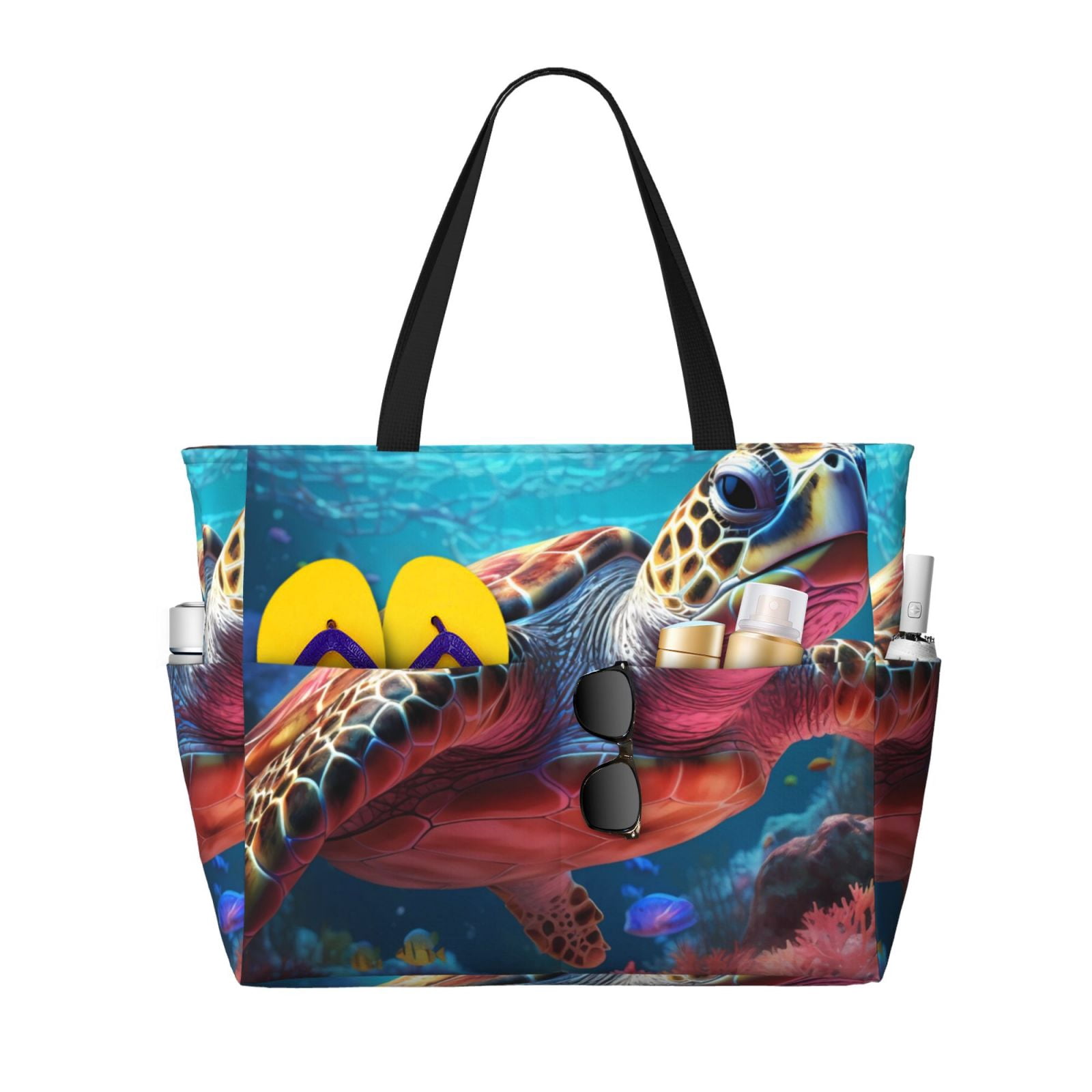 Kdxio Colorful Ocean Sea Turtle for Beach Bag for Women Large Beach ...