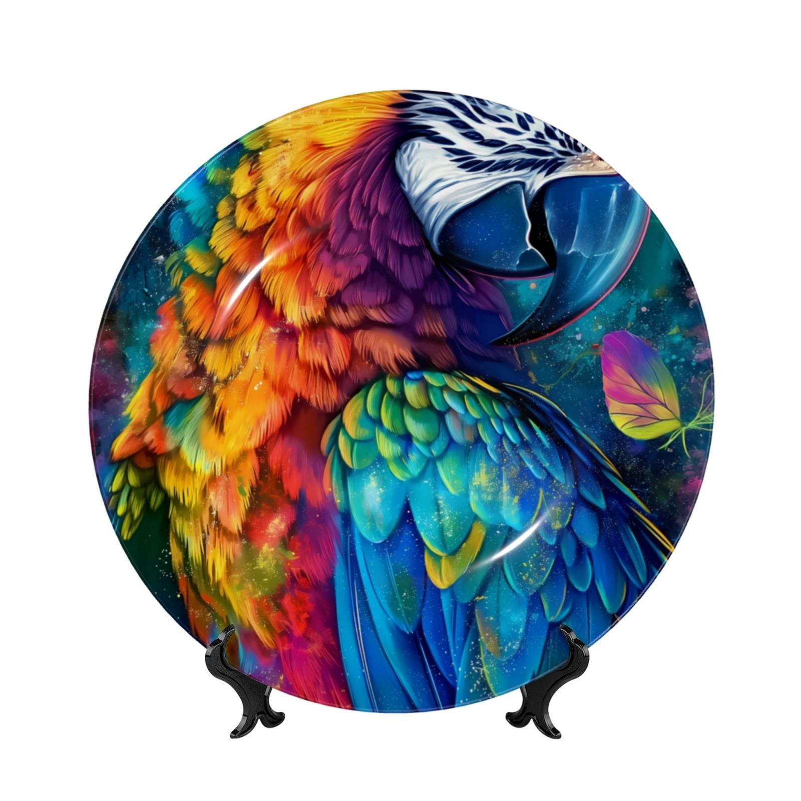 Kdxio Colorful Parrot Jungle Dream Bone China Decorative Plate Ceramic ...