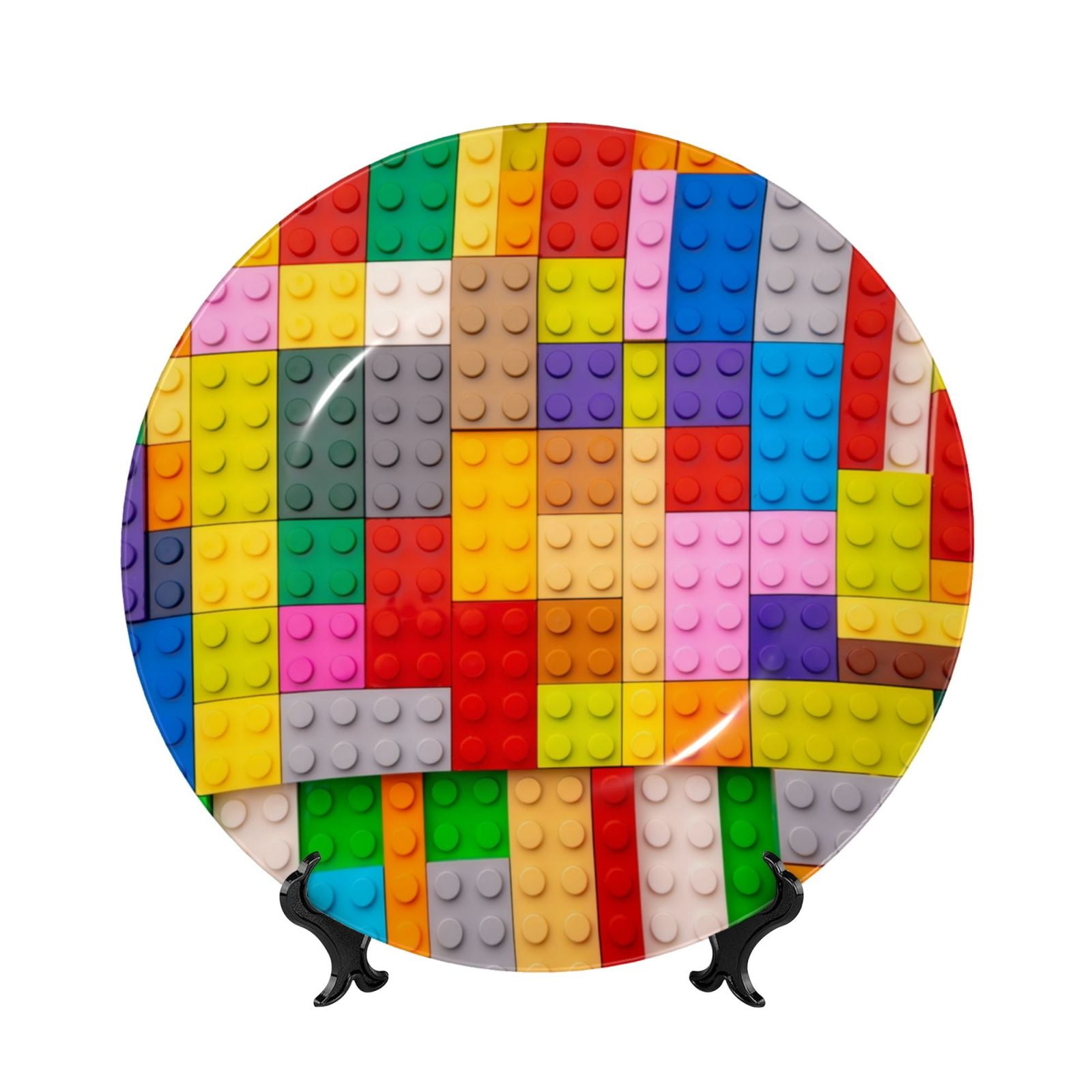 Kdxio Colorful Plastic Blocks Pattern Bone China Decorative Plate ...