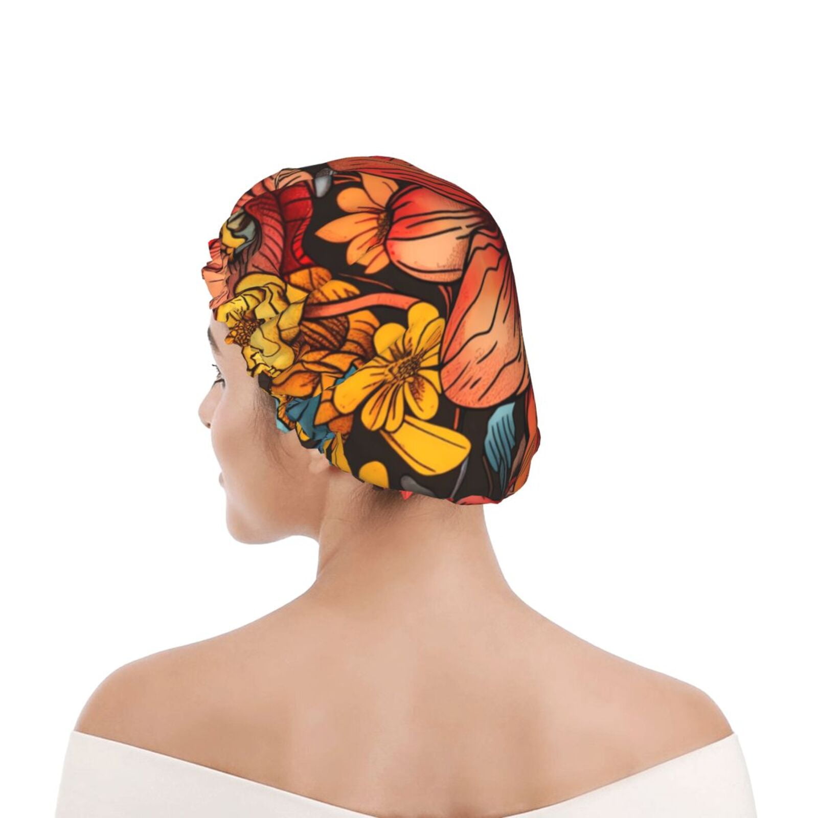 Kdxio Colorful Vintage Floral Pattern Print Shower Cap for Women ...