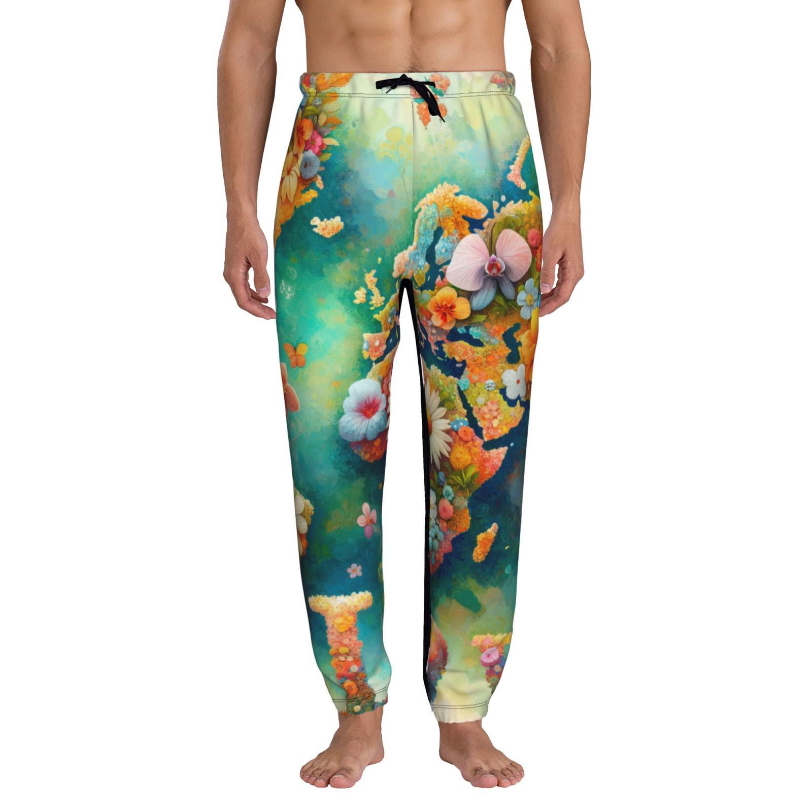 Kdxio Colorful World Map Pattern Joggers,Sweatpants for Men with ...