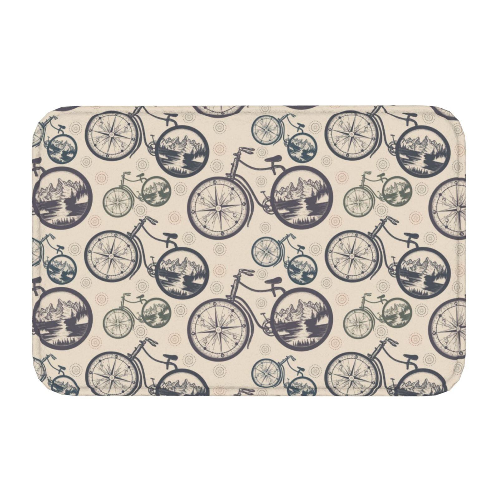 Kdxio Compass And Mountains In Bicycle Wheels,16" x 24", Non-Slip Front ...
