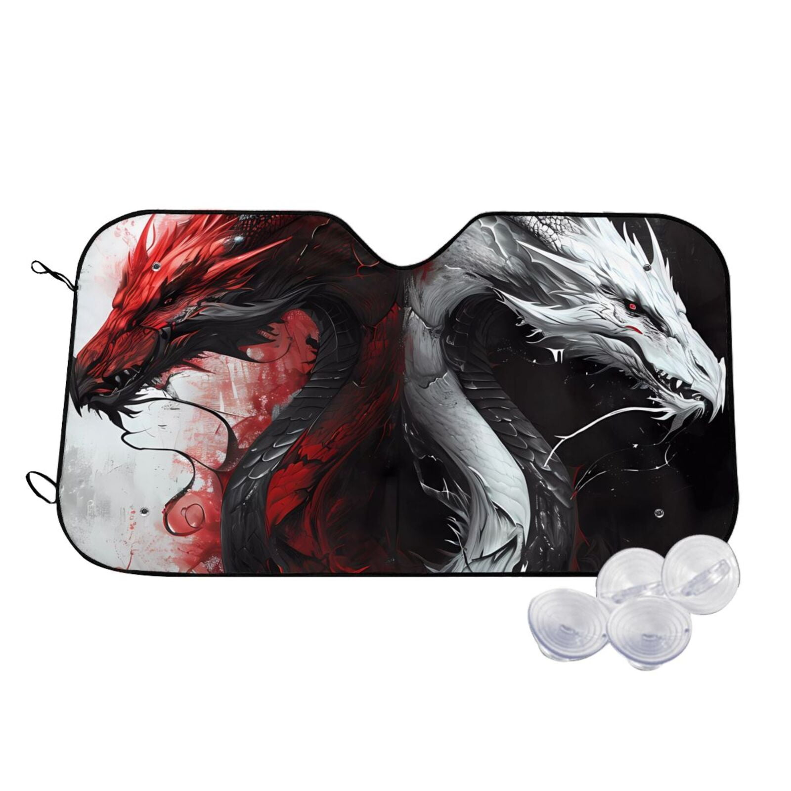 Kdxio Cool Black And White Dragon Print Windshield Sun Shade,UV Rays ...