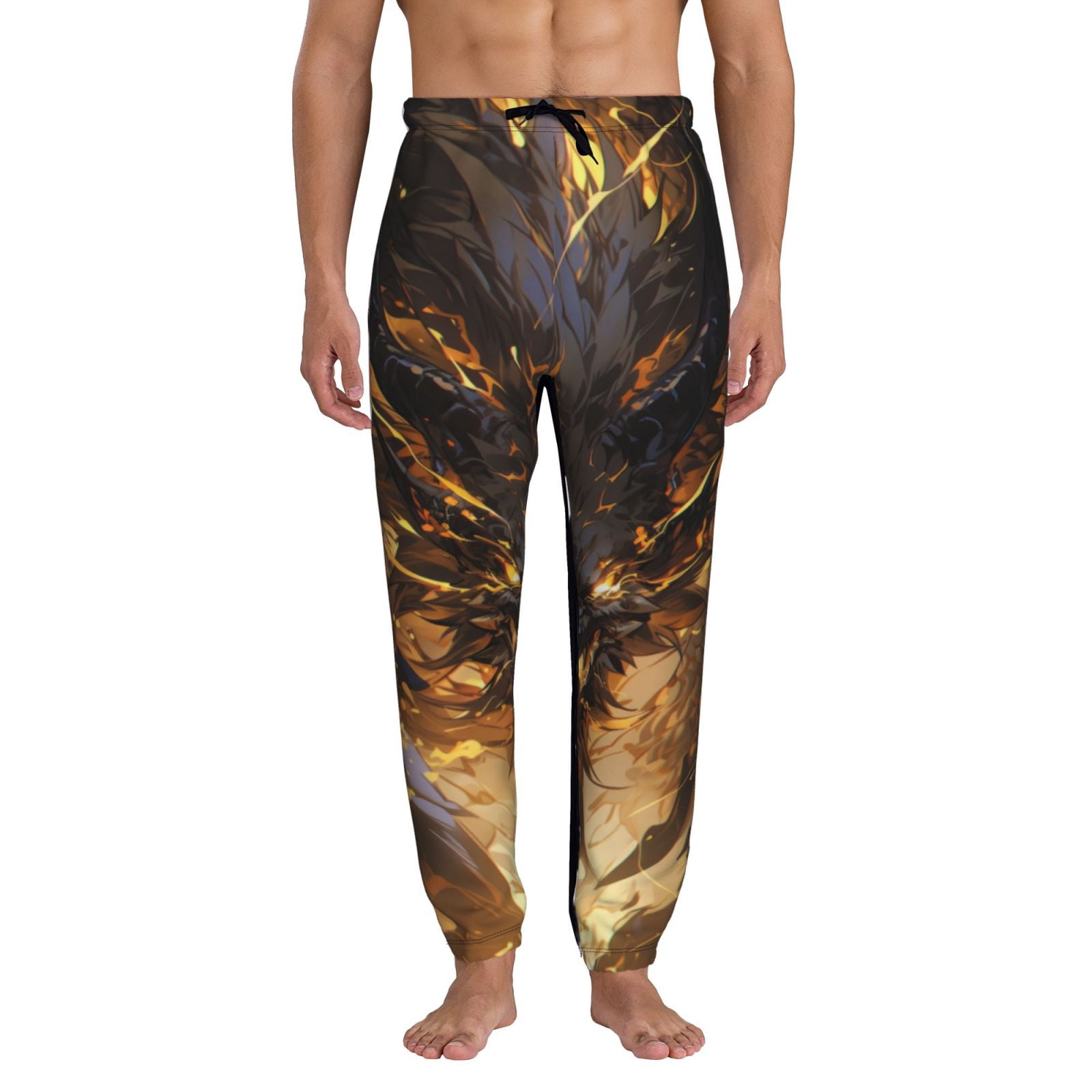 Kdxio Cool Black Gold Dragon Pattern Joggers,Sweatpants for Men with ...