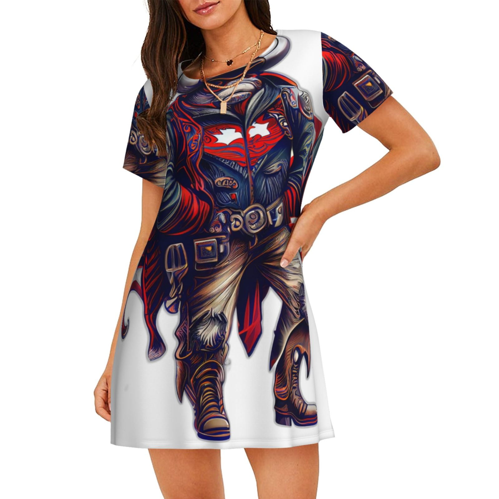 Kdxio Cool Patriotic Buffalo Cowboy Pattern Womens Short Sleeve ...