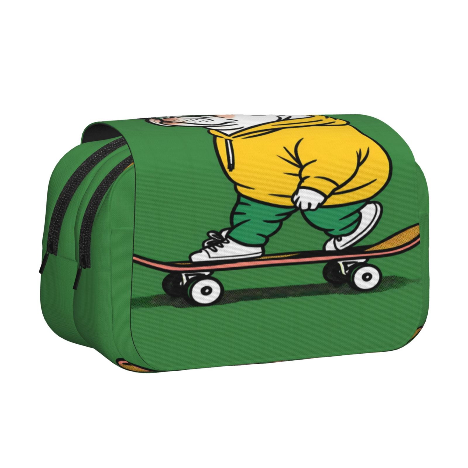 Kdxio Cool Skateboarding Bulldog for Double Compartment Pen Case Oxford ...