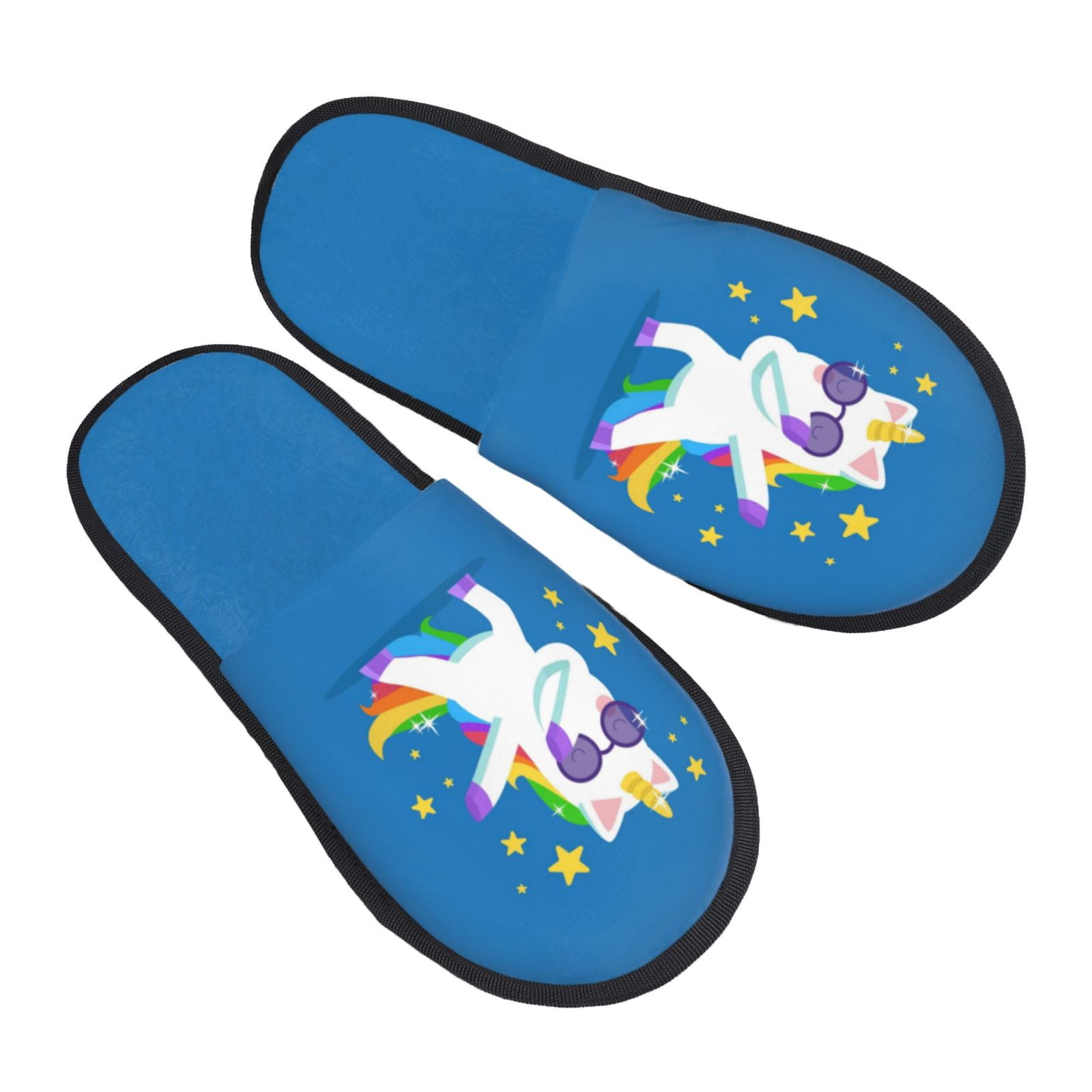 Kdxio Cool Unicorn Star Golden Pattern Slippers for Women Memory Foam ...