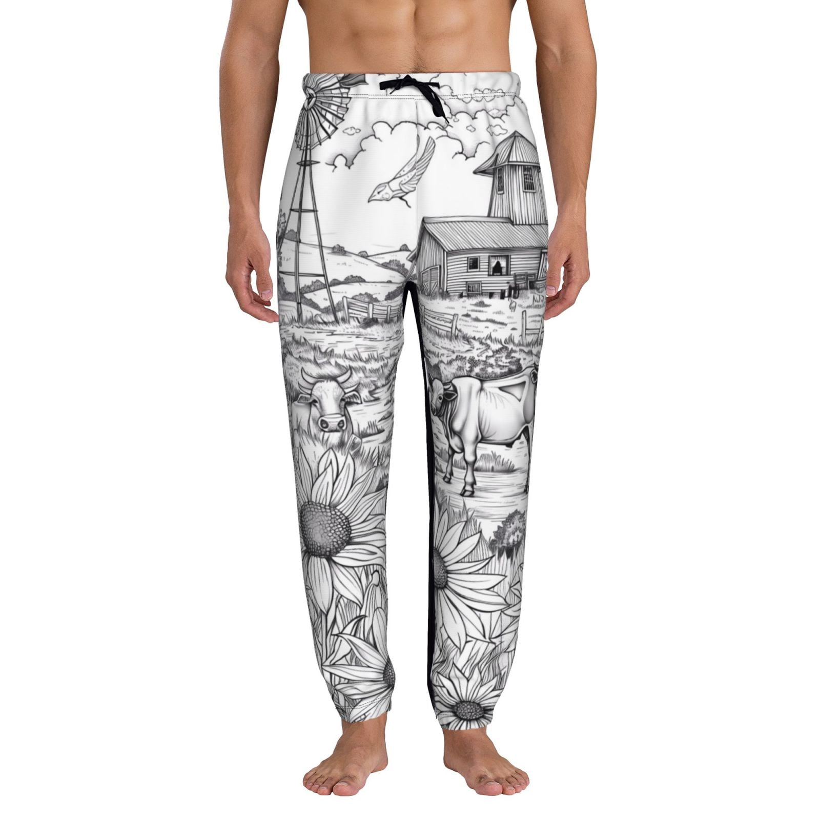 Kdxio Country Farm Scene Pattern Joggers,Sweatpants for Men with ...