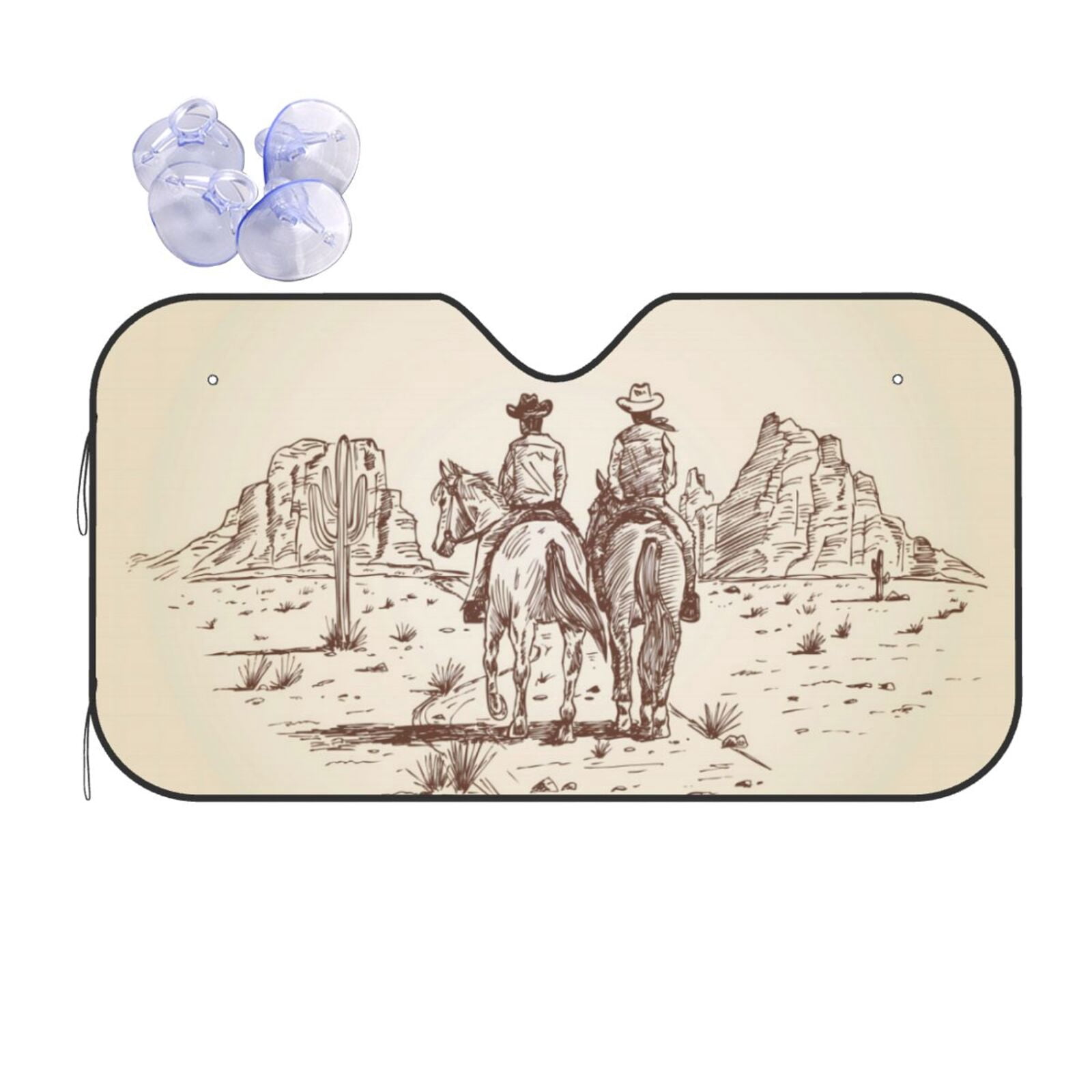 Kdxio Cowboys Riding Horses Print Front Windshield Sun Shade,Folding ...