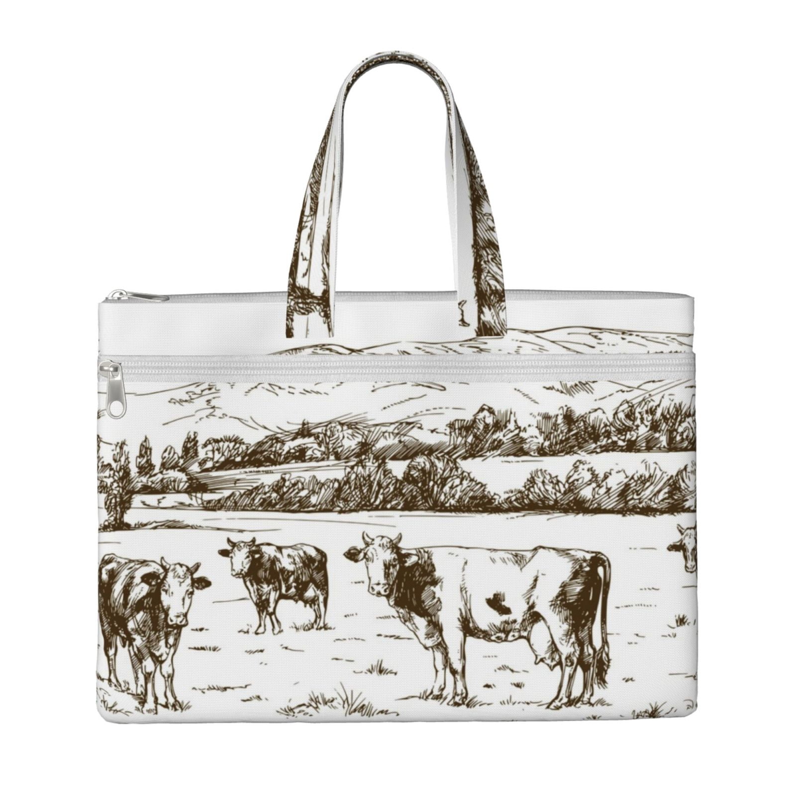 Kdxio Cows Grazing On The Meadow 2 File Tote Document Bag Business ...