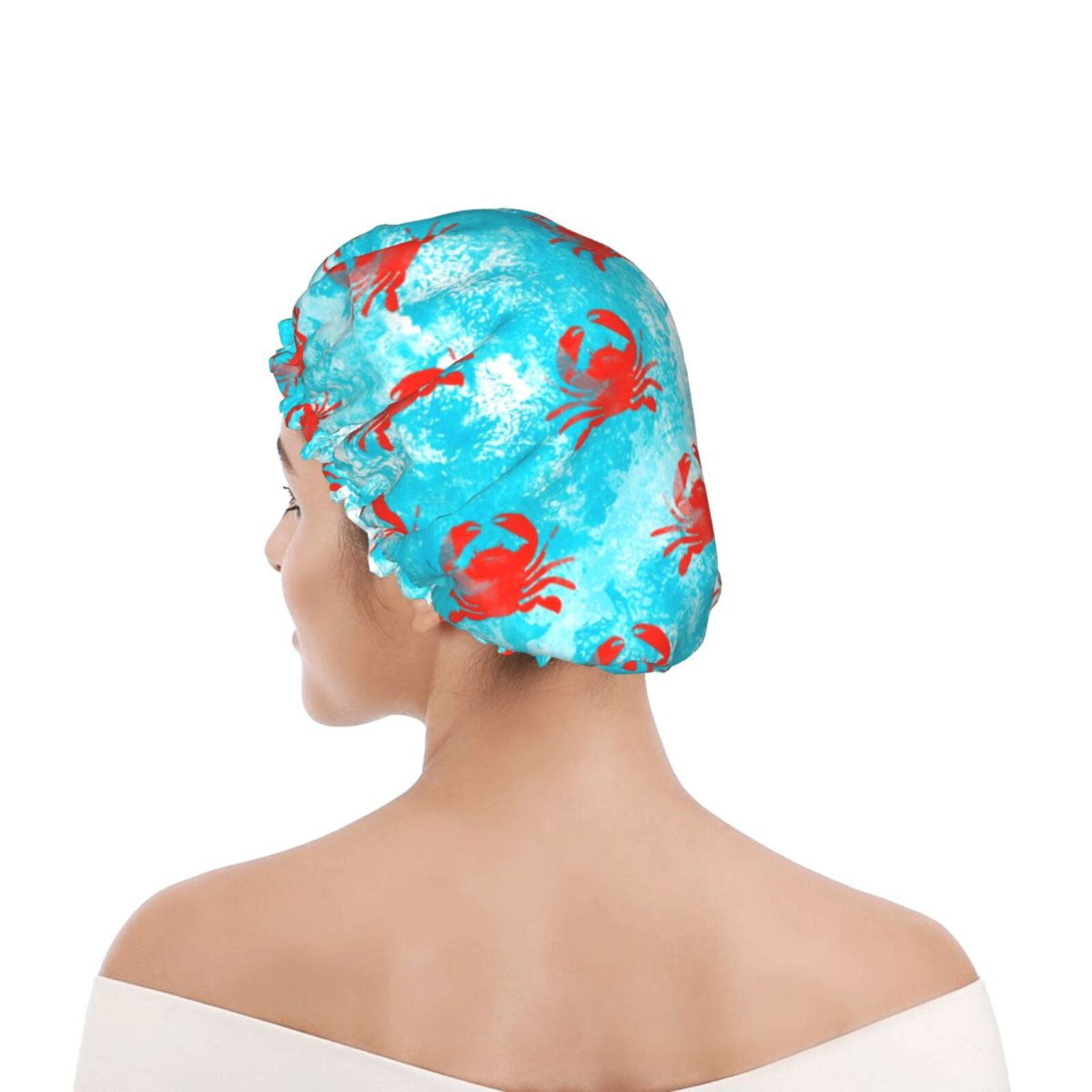 Kdxio Crab Swims In The Ocean Print Shower Cap for Women,Elastic and ...